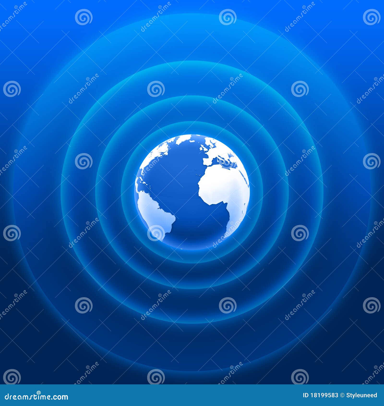 World Radar Waves Blue White 01 Stock Illustration - Illustration of ...