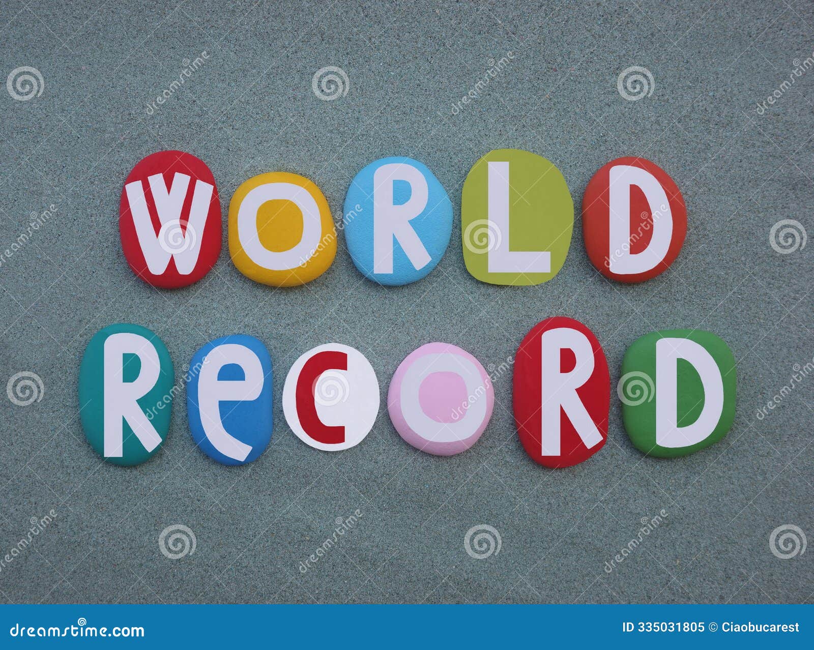World Record, Creative Logo Composed with Multi Colored Stone Letters ...