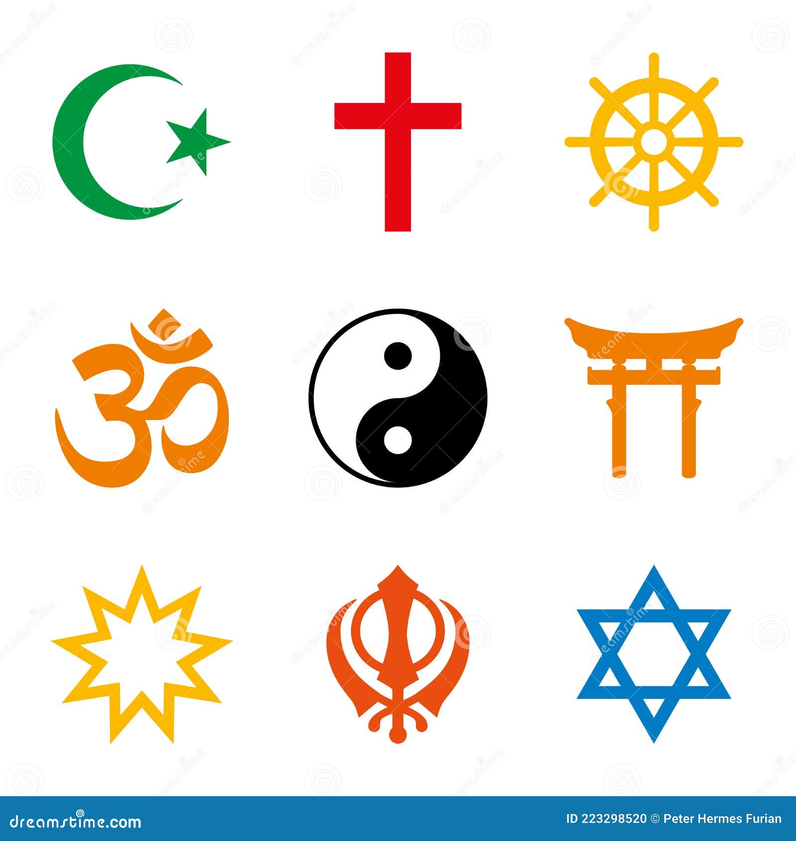 World Religions, Nine Colored Symbols of Major Religious Groups Stock ... World Religions, Nine Colored Symbols of Major Religious Groups Stock ...