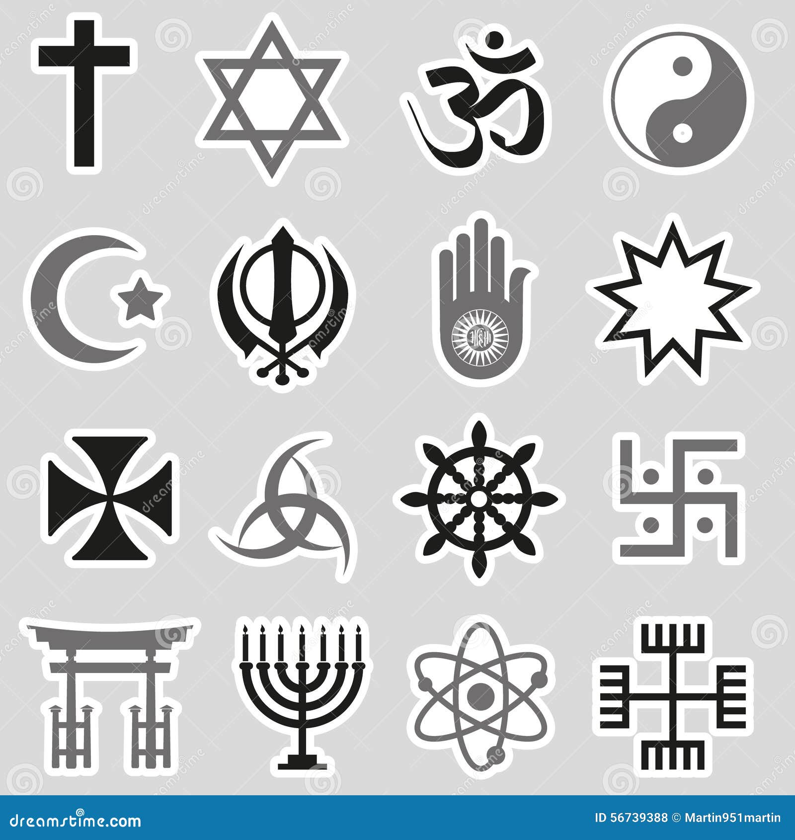 World Religions Symbols Vector Set of Stickers Eps10 Stock Vector ...