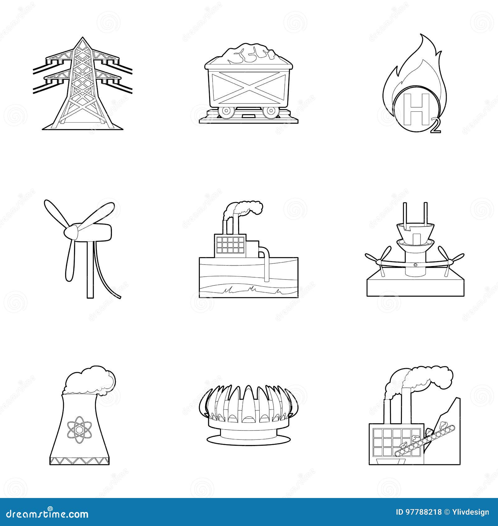 World Resource Icons Set, Outline Style Stock Vector - Illustration of ...