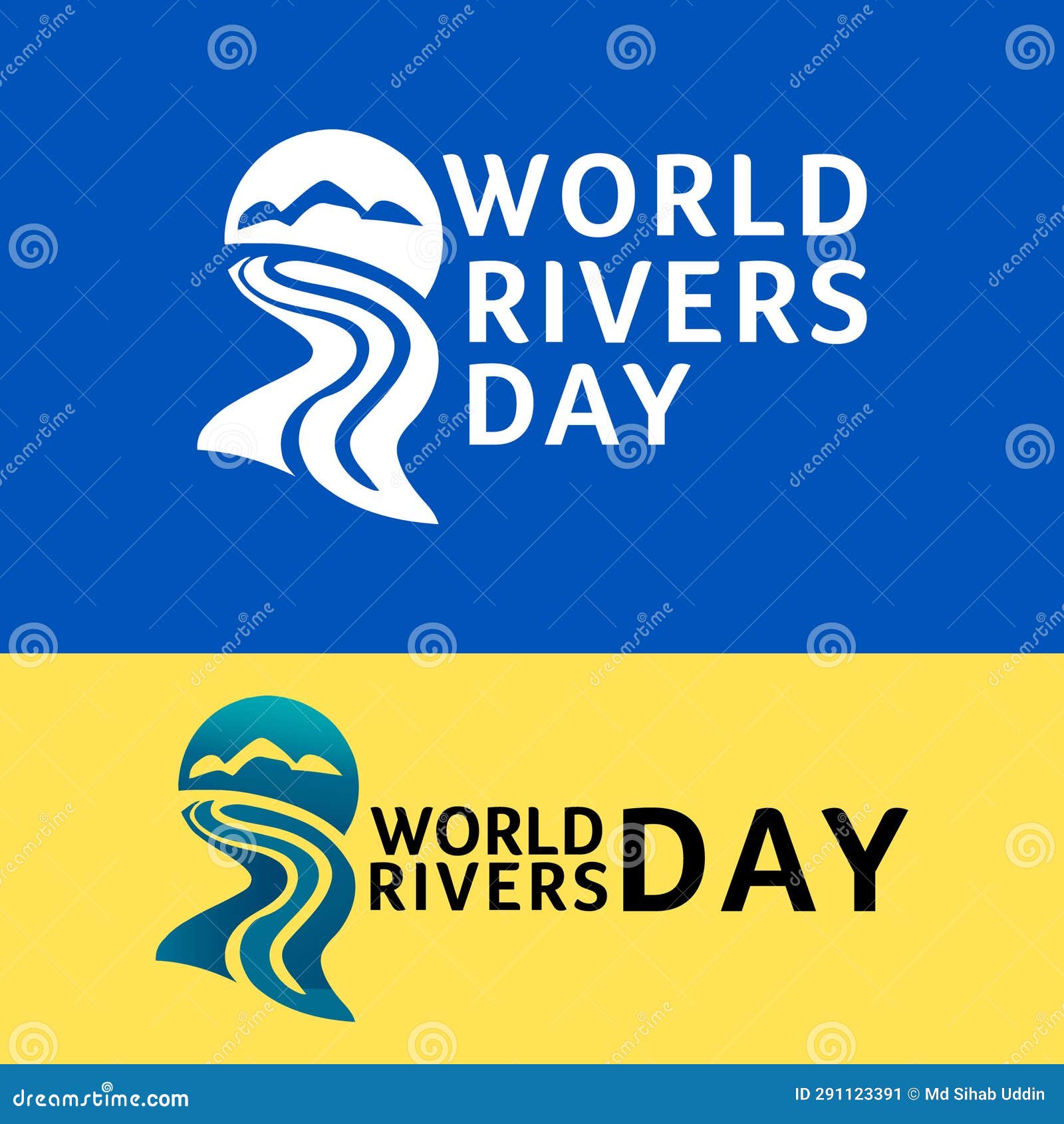 World River Day Vector Logo Icon Banner Design Template Stock ...