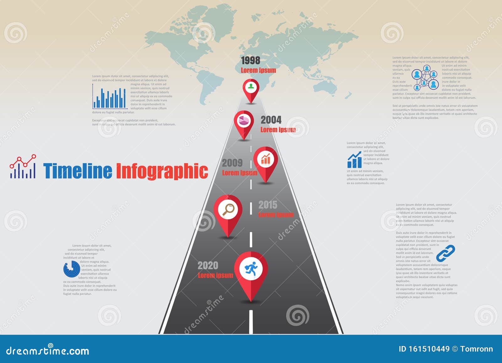 World Road Map Timeline Infographic, Vector Illustration Stock Vector ...