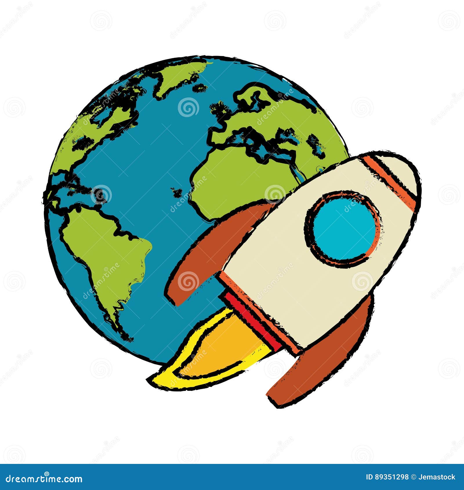 World rocket flight around stock illustration. Illustration of orbit ...