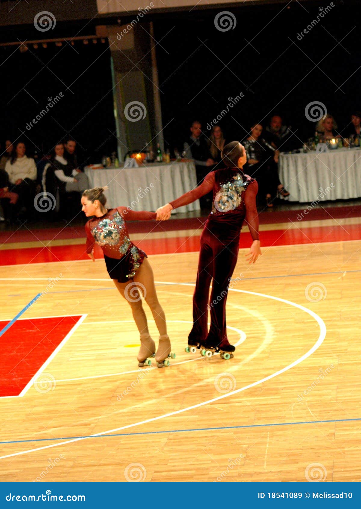 Roller Skating Rink With Young People Practising Roller Skate Outdoors ...