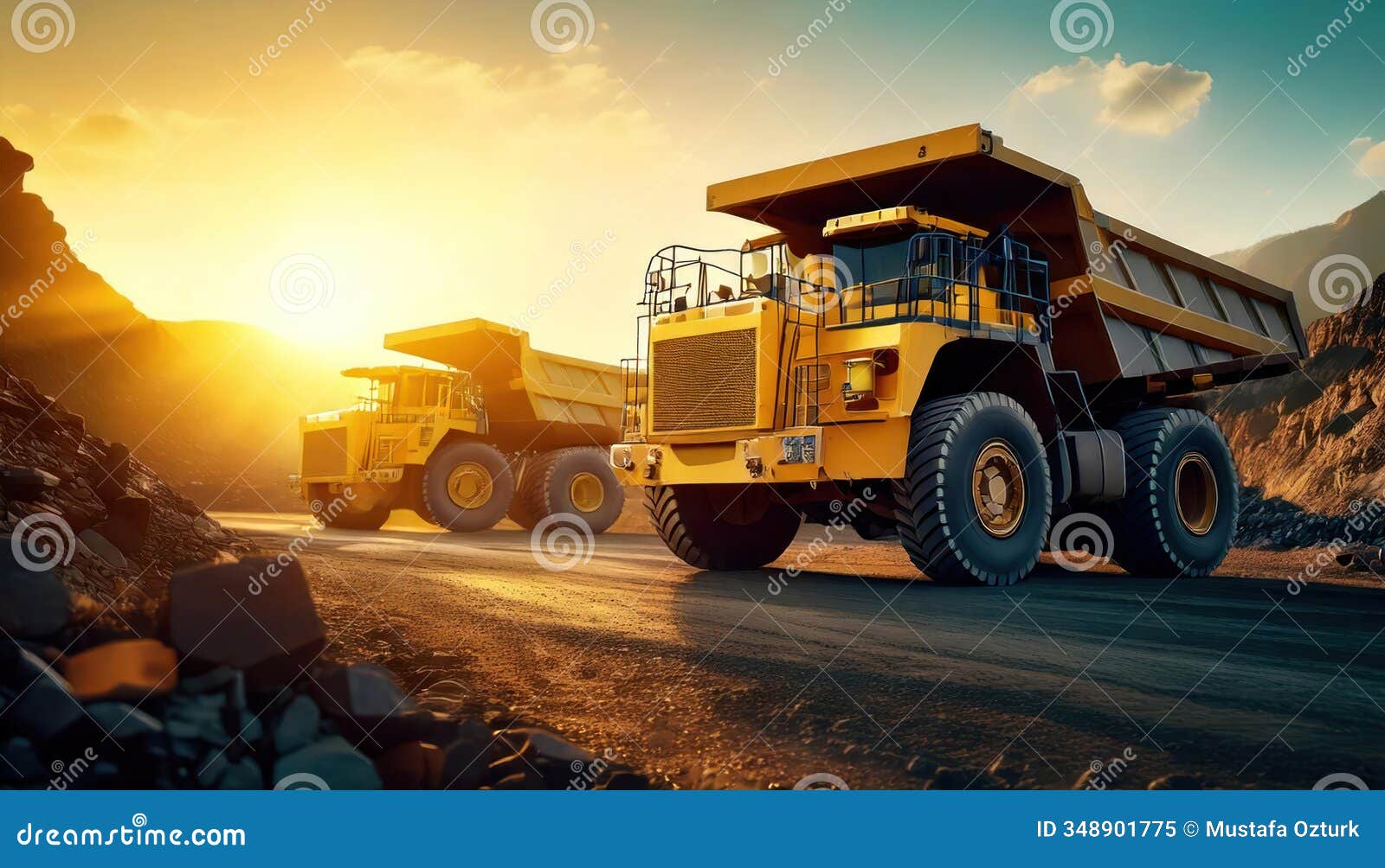The World S Largest Mining Trucks Stock Illustration - Illustration of ...