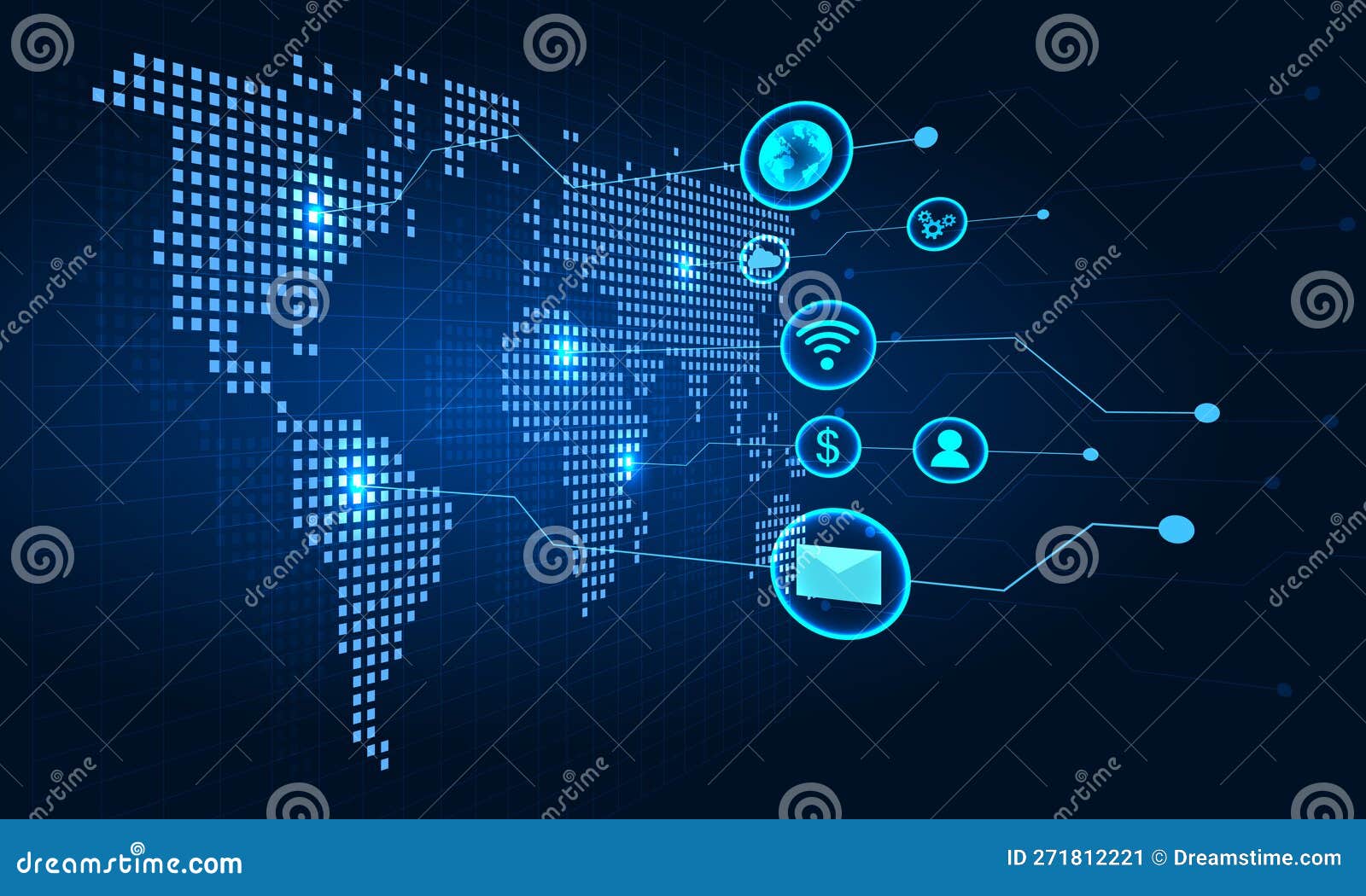 Background of World Map Technology that Combines Technology with Smart ...