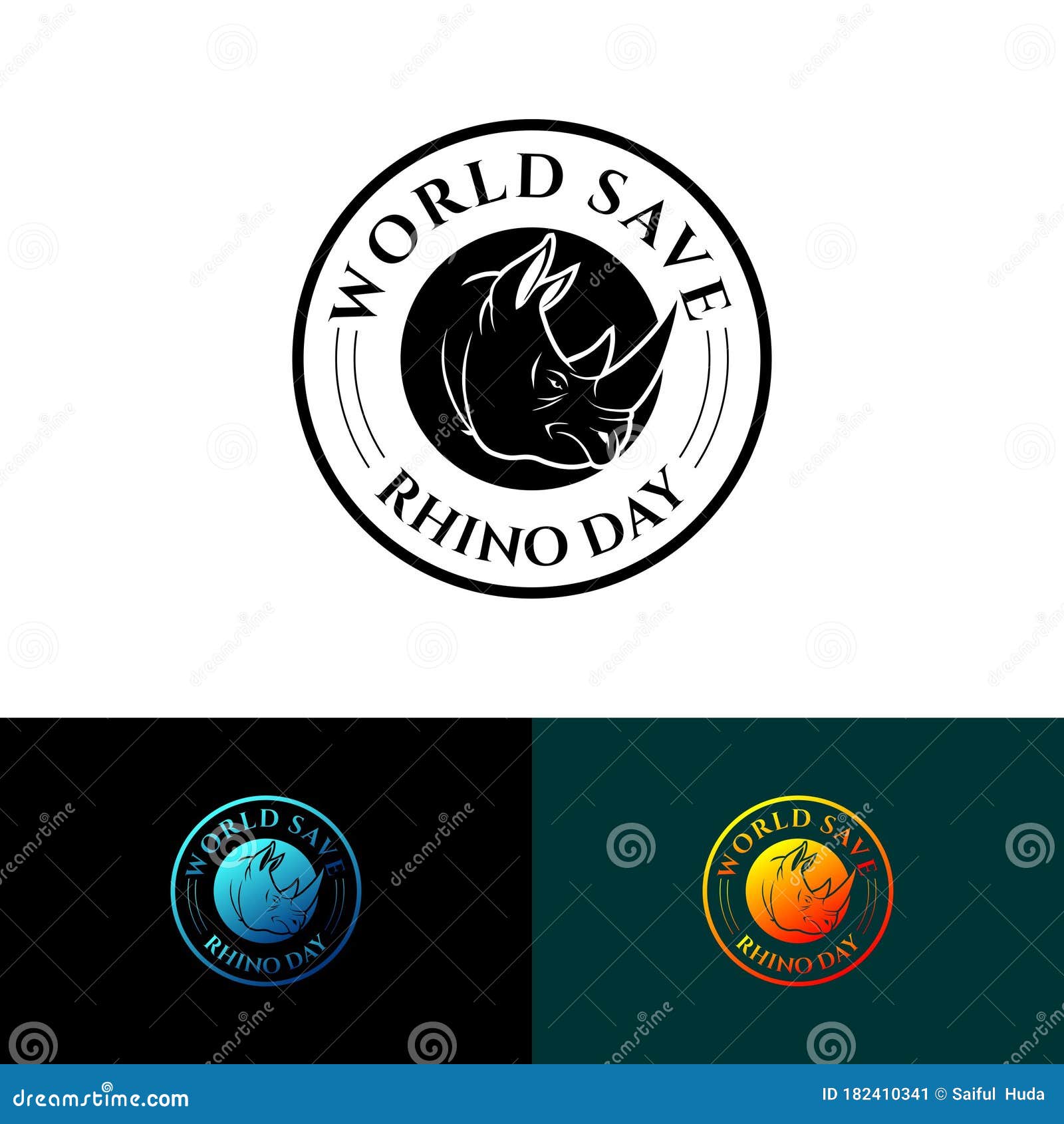 World Save the Rhino Day Vector. Stock Vector - Illustration of emblem ...