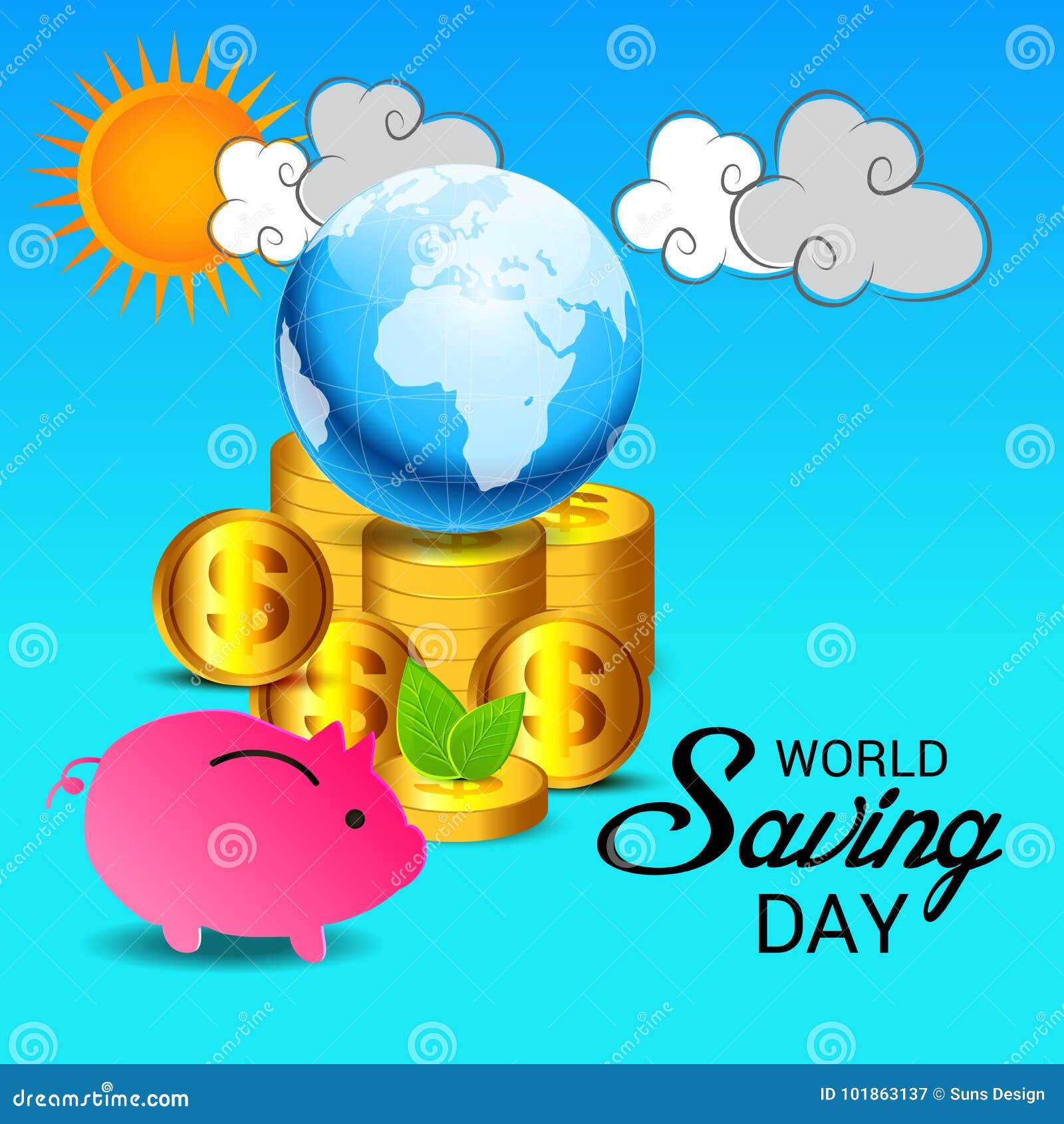 World saving day. stock illustration. Illustration of coin - 101863137