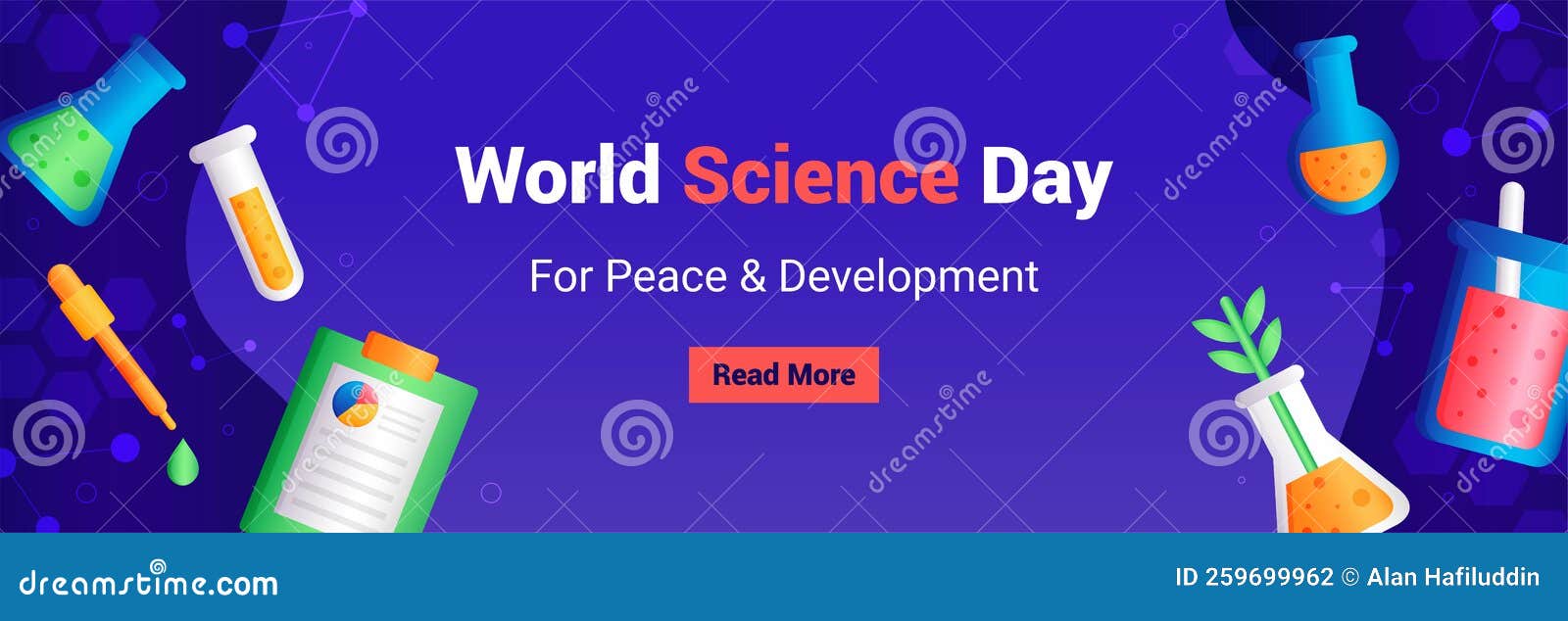 World Science Day Horizontal Banner Vector Illustration Design Stock ...