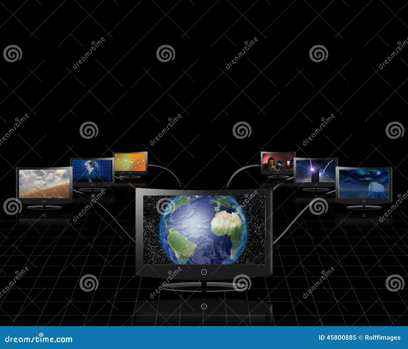 World in Screen Connected To More Stock Illustration - Illustration of ...