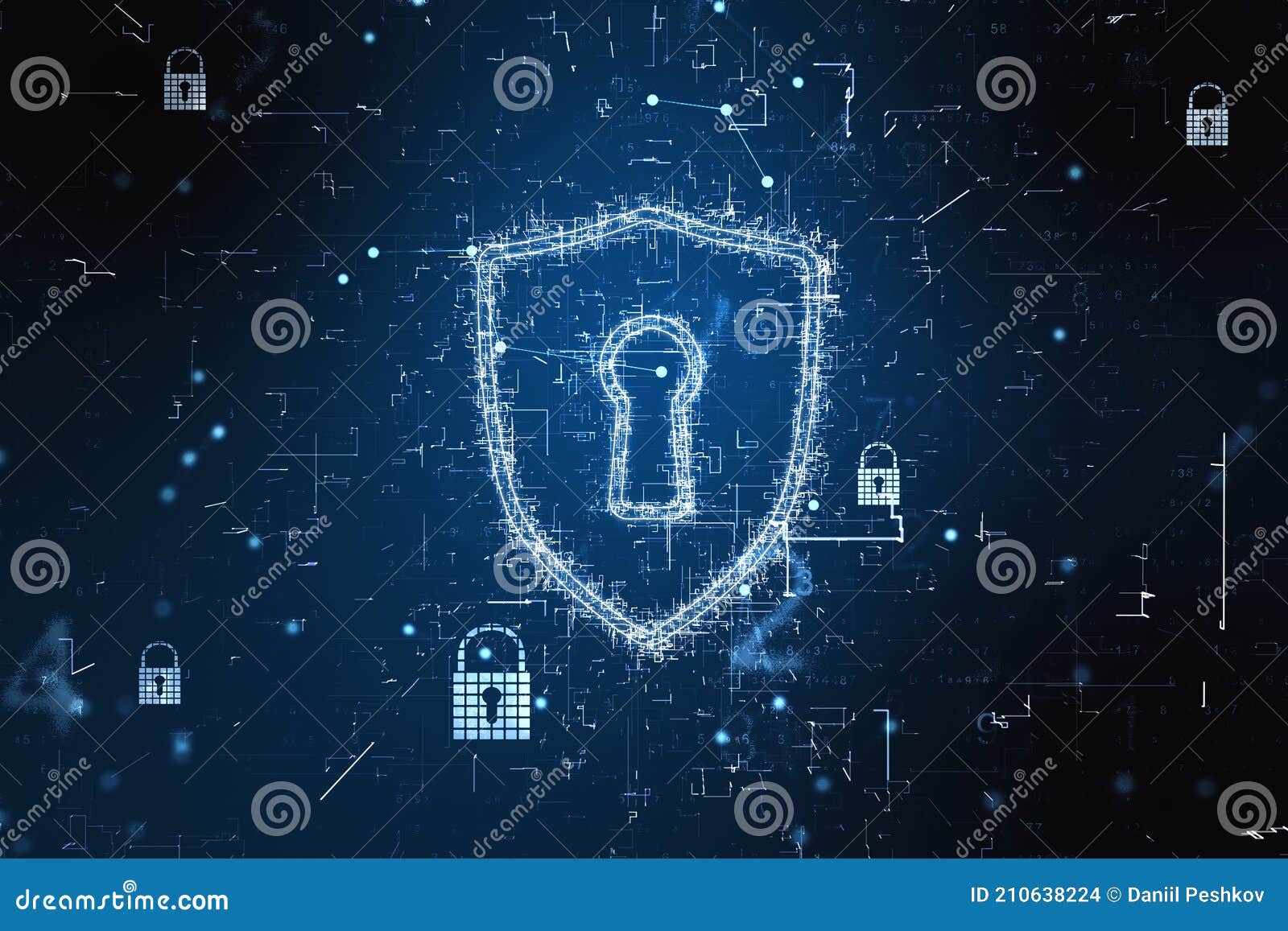 World Security Technology Concept with Digital Keyhole and Glowing Lock ...