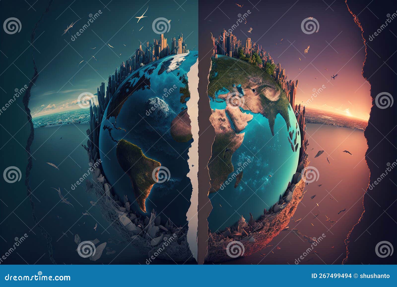 World that Separating Apart Stock Illustration - Illustration of asia ...