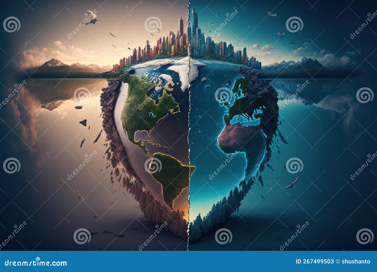 World that Separating Apart Stock Illustration - Illustration of global ...
