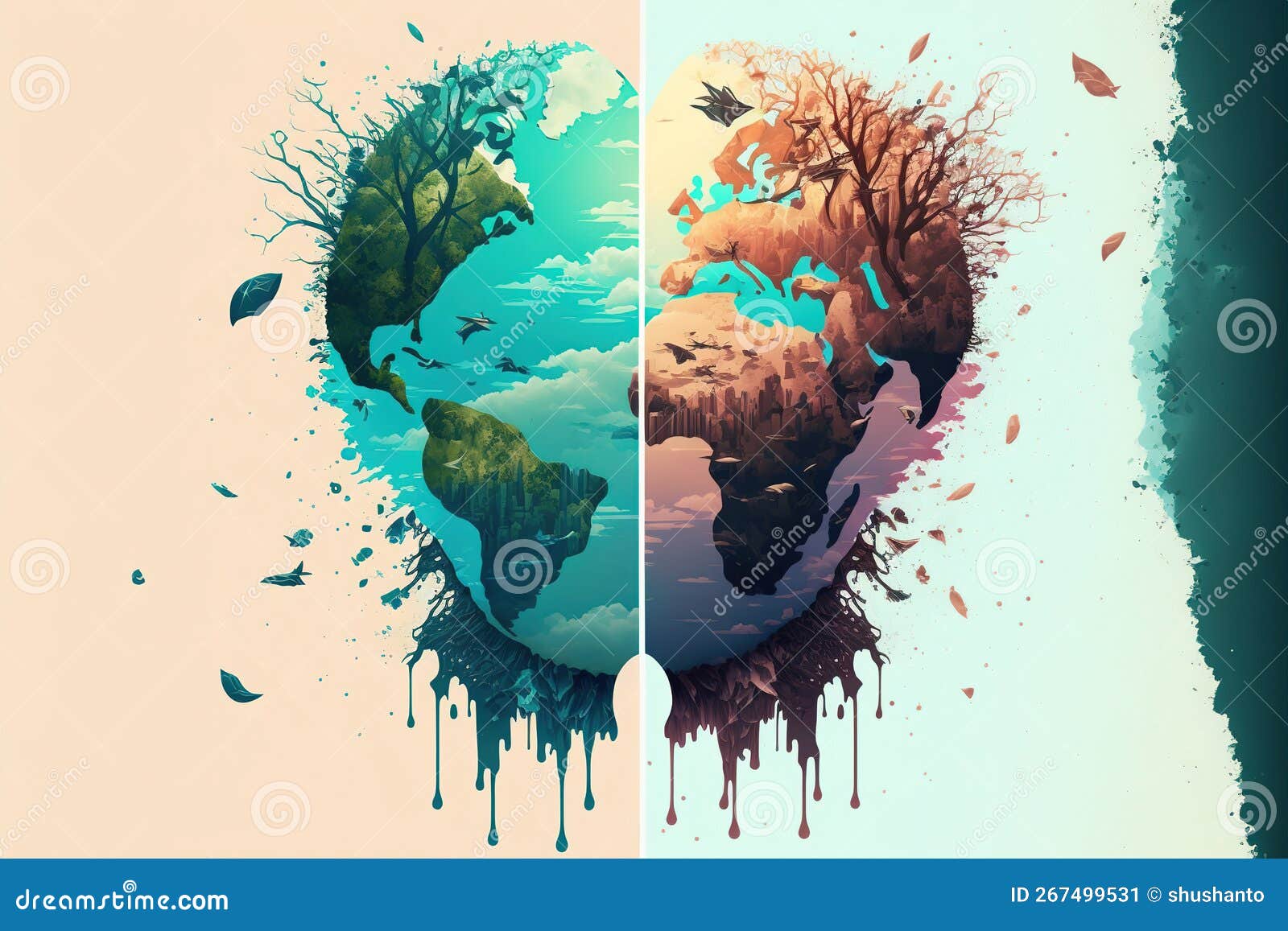 World that Separating Apart Stock Illustration - Illustration of ...