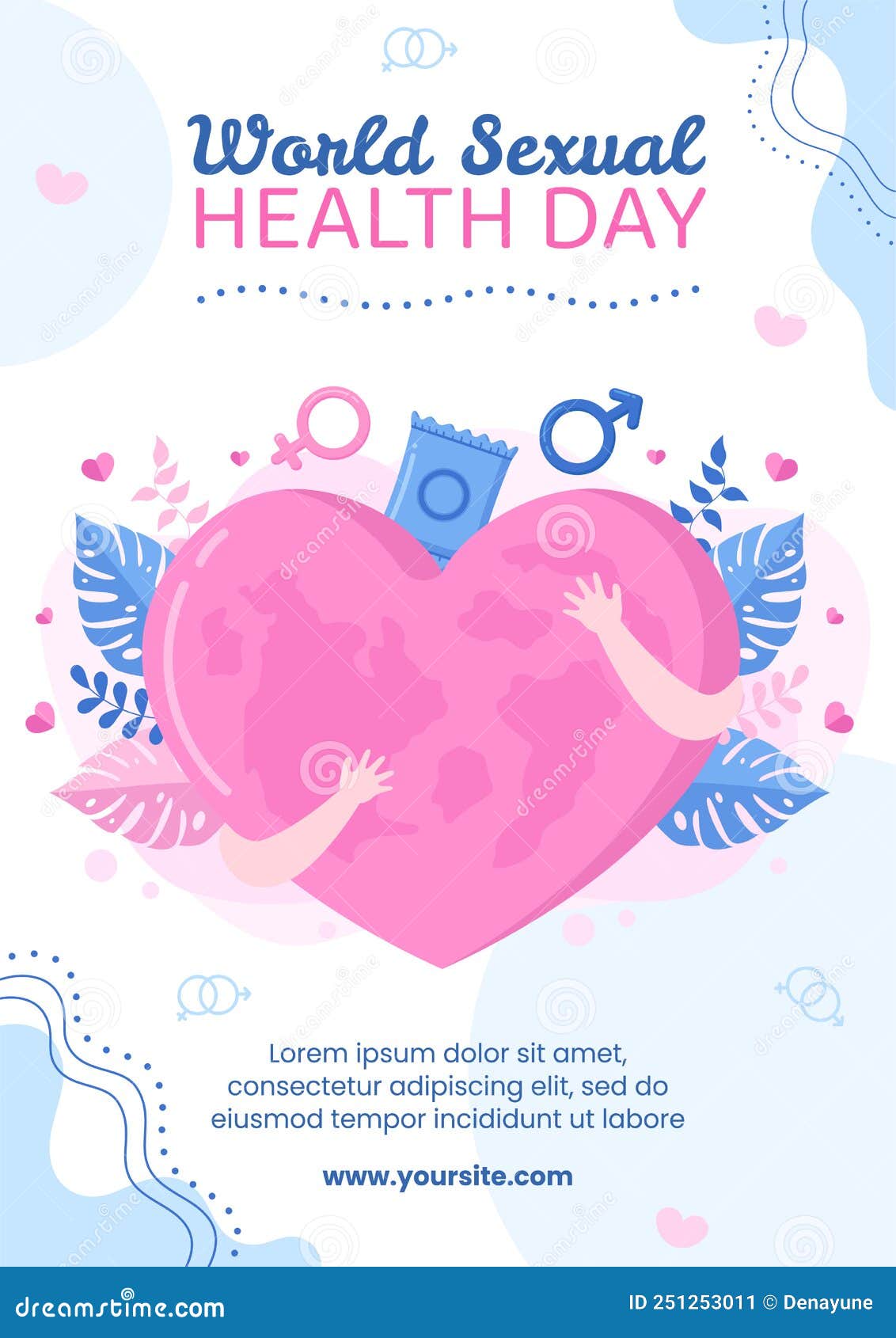 World Sexual Health Day Flyer Template Flat Cartoon Background Vector