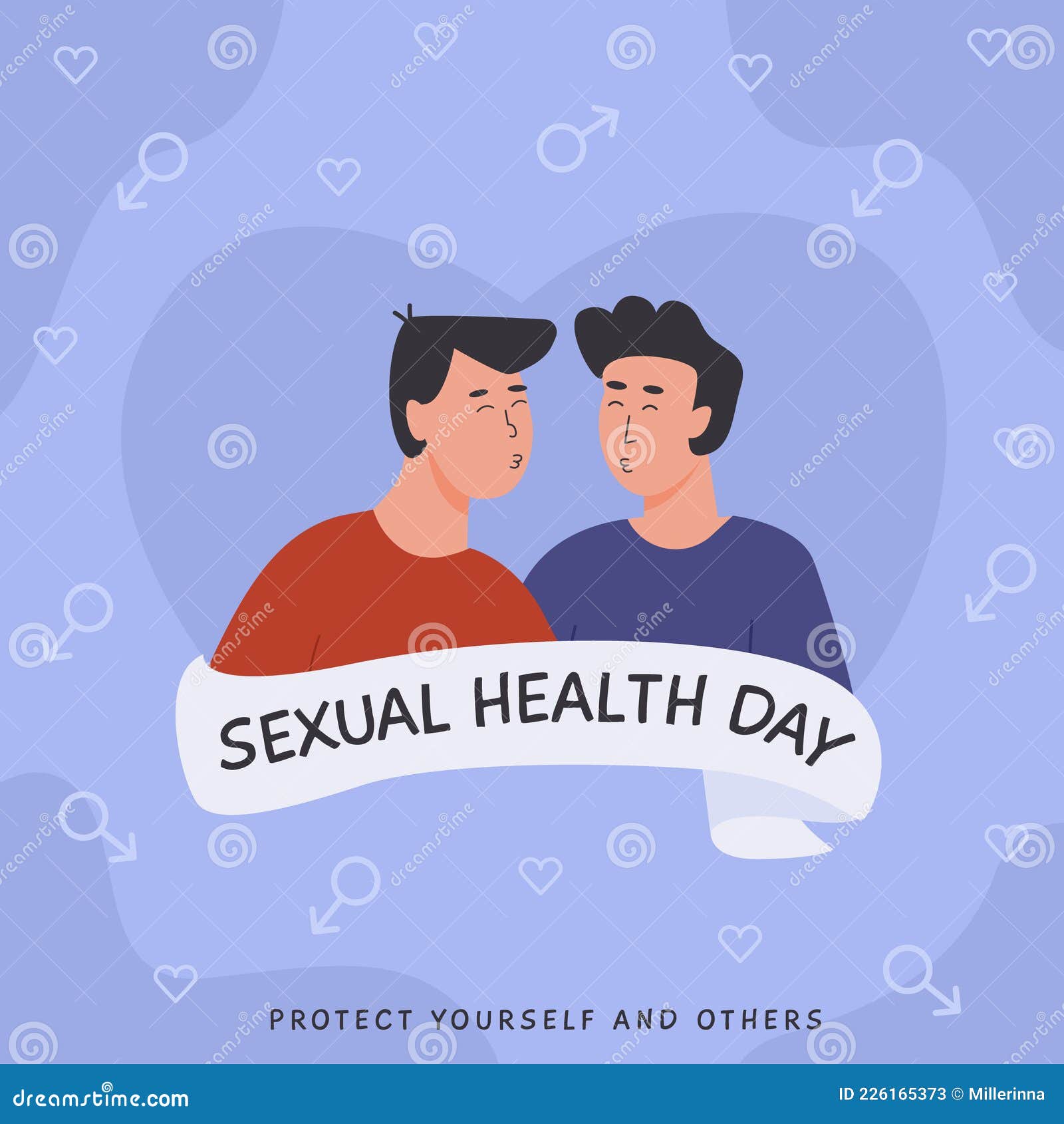 World Sexual Health Day Square Card Homosexual Gay Couple In Love Sex