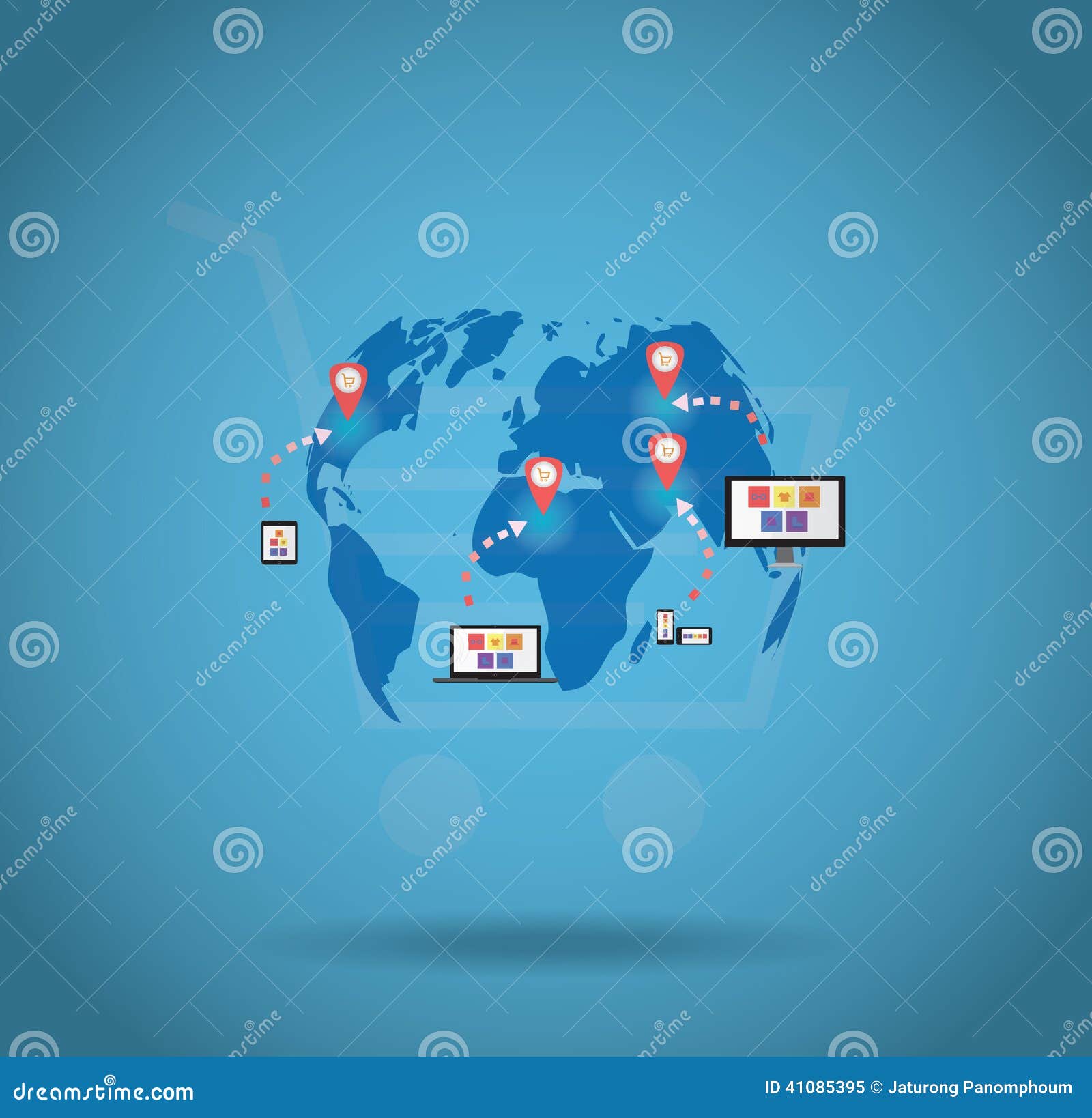 World Shopping Online Vector Stock Vector - Illustration of phone ...