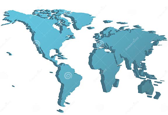 World Side View Map 3D Perspective on Earth Stock Vector - Illustration ...