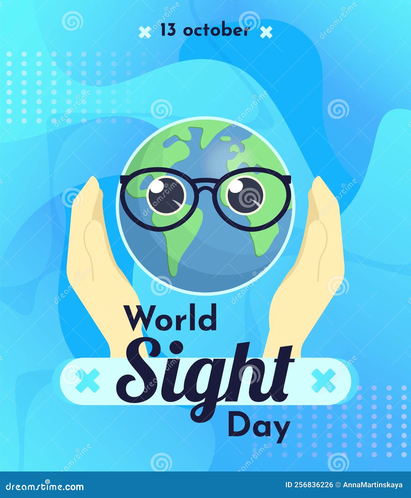 World Sight Day. Hands Hold Earth with Eyeglasses Stock Vector ...