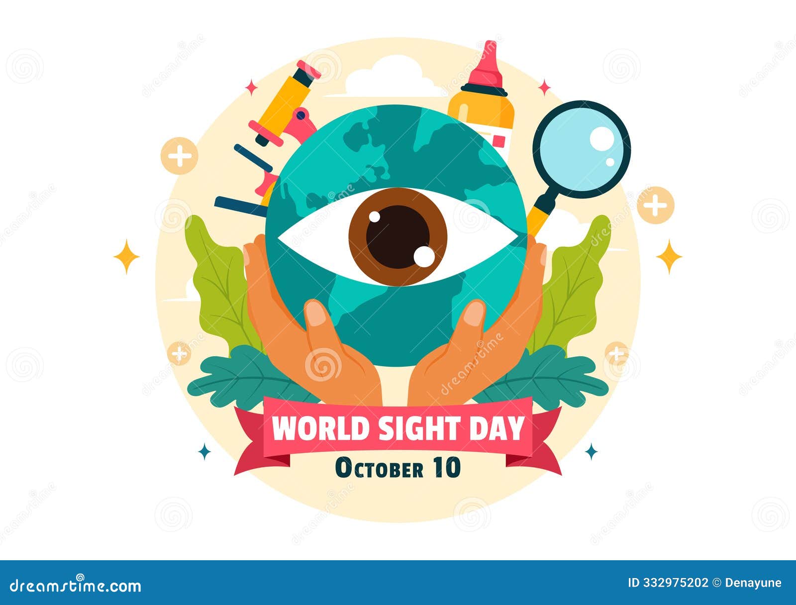 World Sight Day Vector Illustration for 10 October, Featuring Vision ...