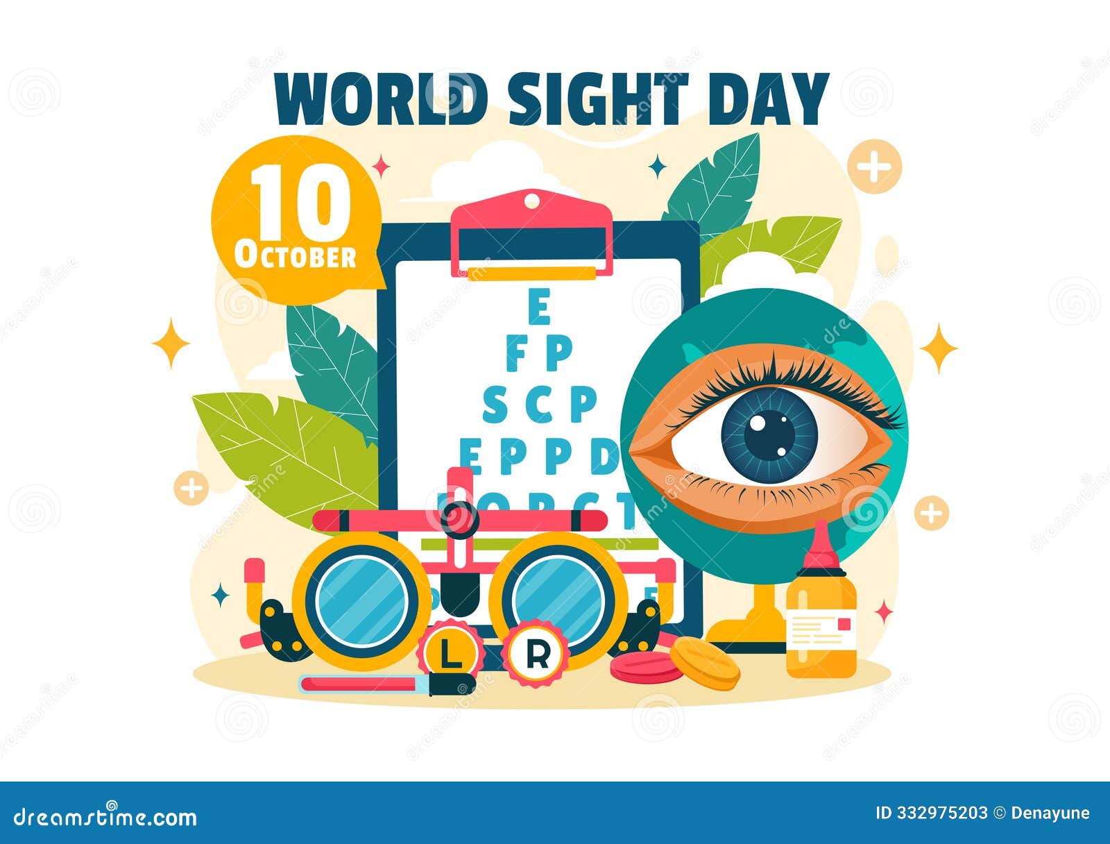 World Sight Day Vector Illustration for 10 October, Featuring Vision ...