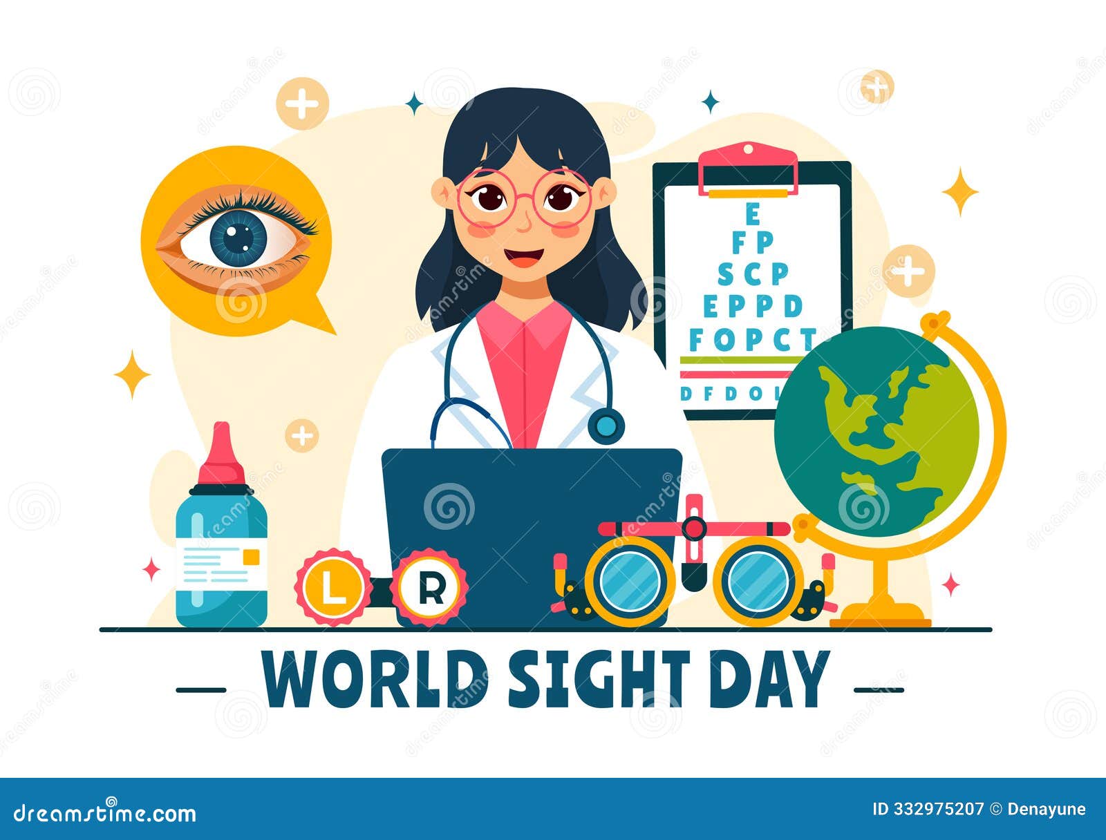 World Sight Day Vector Illustration for 10 October, Featuring Vision ...