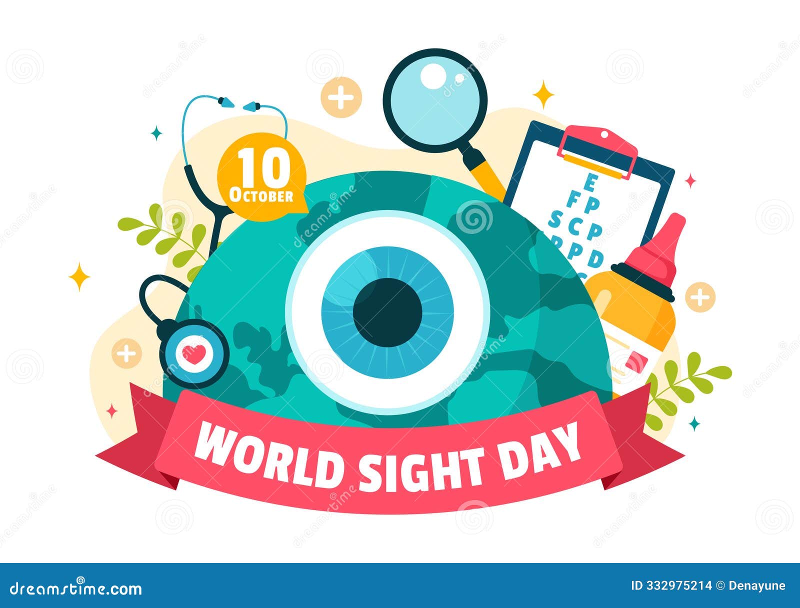 World Sight Day Vector Illustration For 10 October, Featuring Vision ...