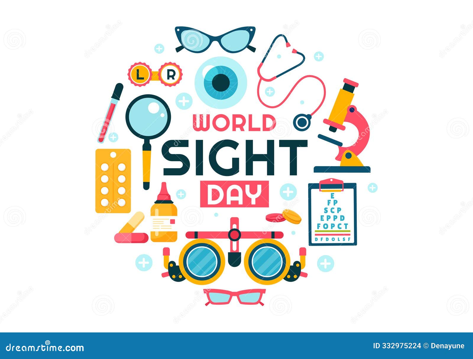 World Sight Day Vector Illustration for 10 October, Featuring Vision ...