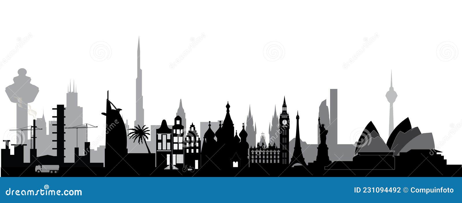 Illustration World City Skyline Stock Vector - Illustration of english ...