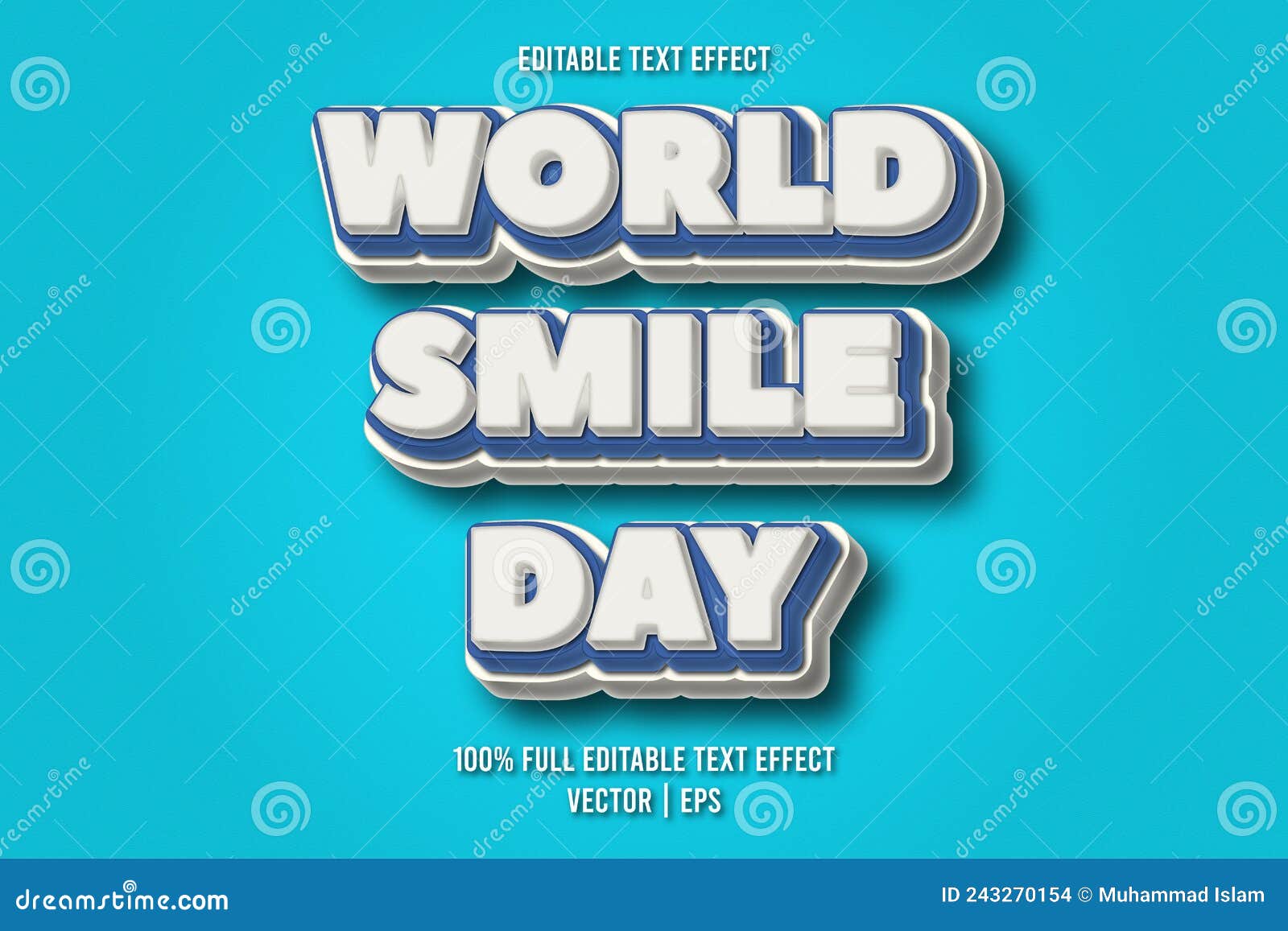 World Smile Day Editable Text Effect Comic Style Stock Vector ...