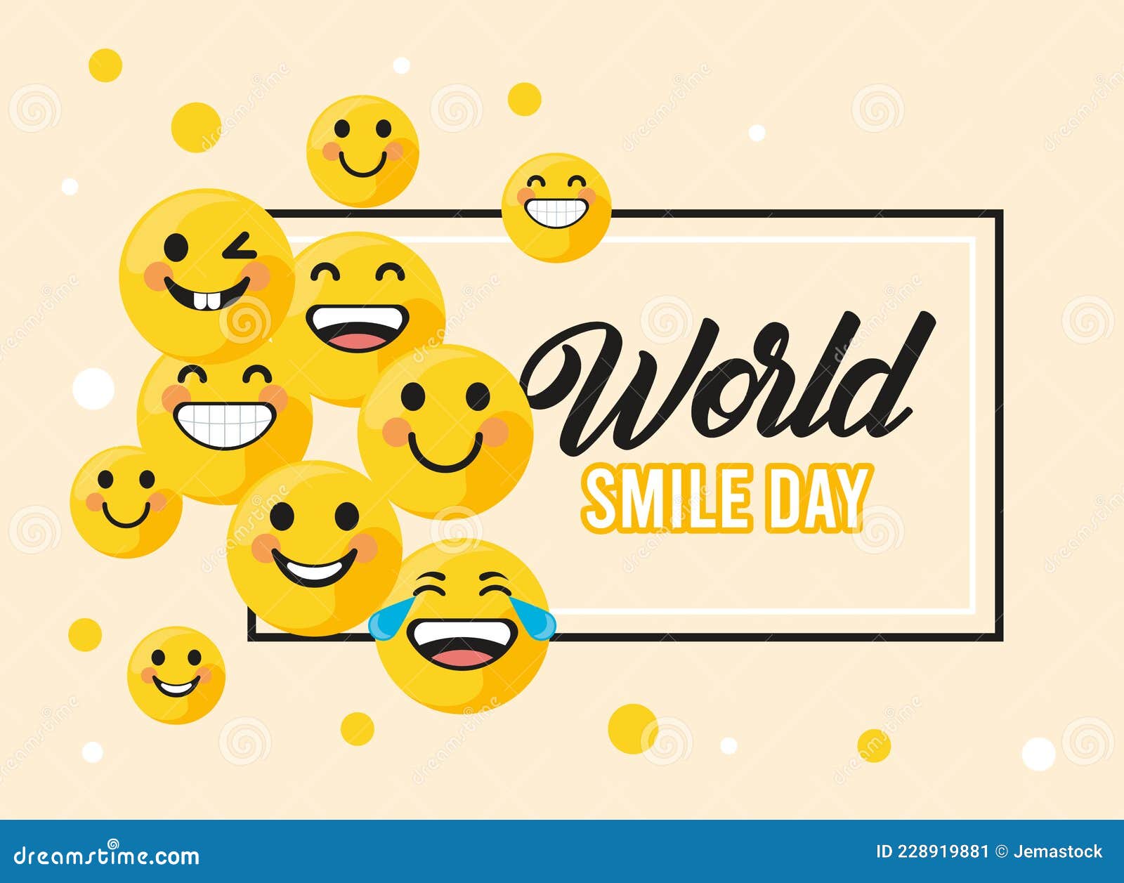 World Smile Day. International Day Of Happiness. Only Smile. Vector ...