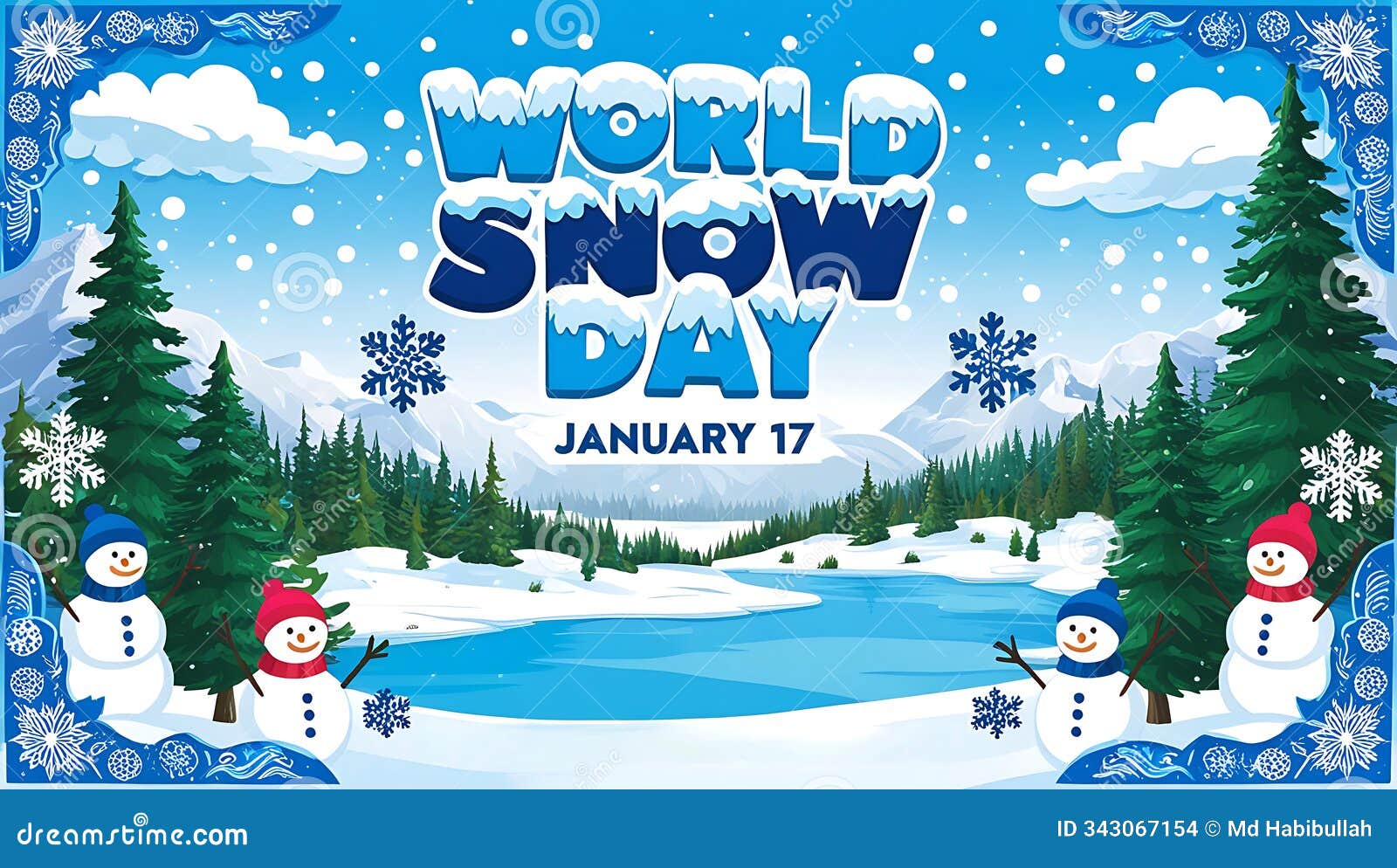 World Snow Day for Background or Banner Stock Illustration ...