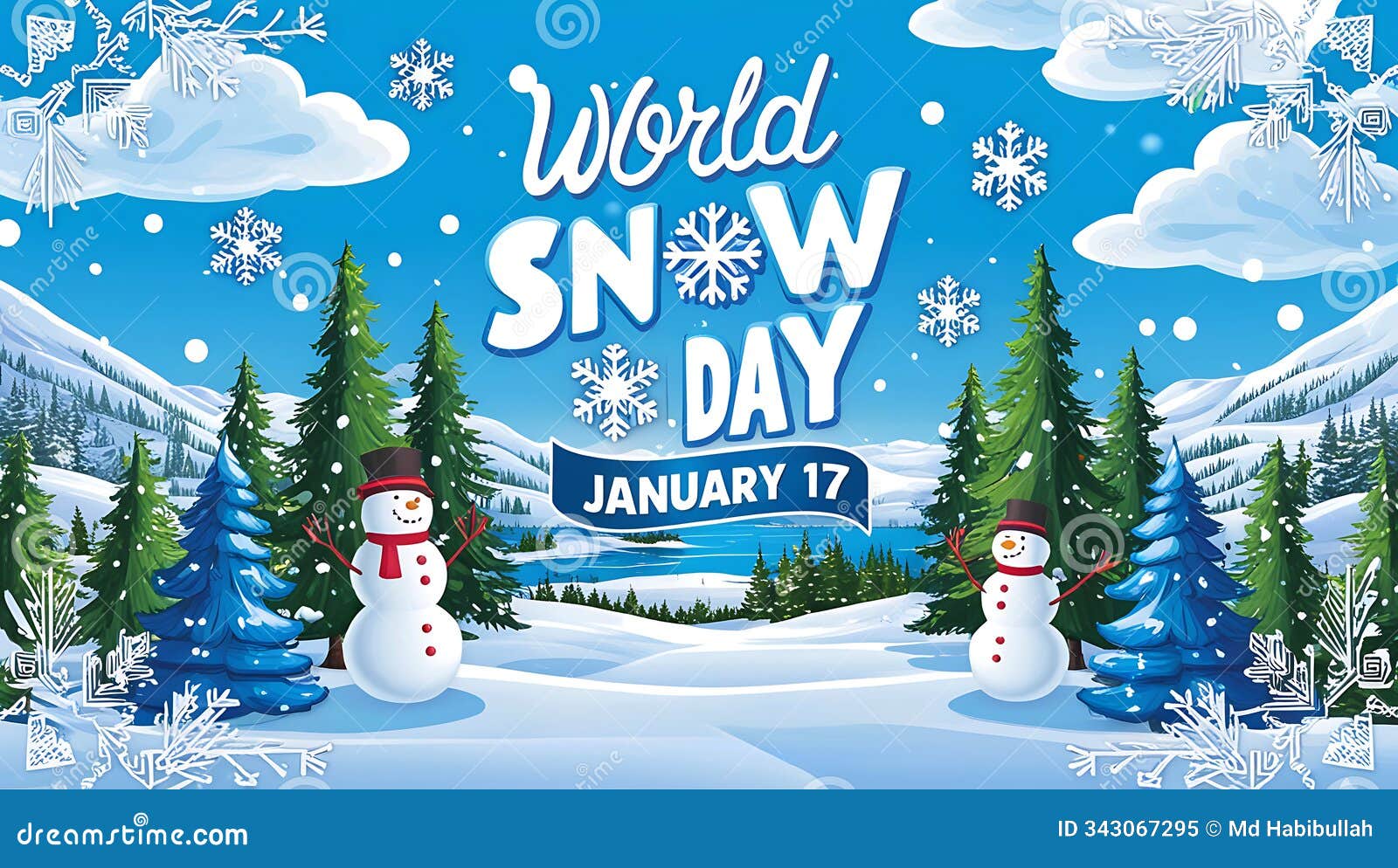 World Snow Day for Background or Banner Stock Illustration ...