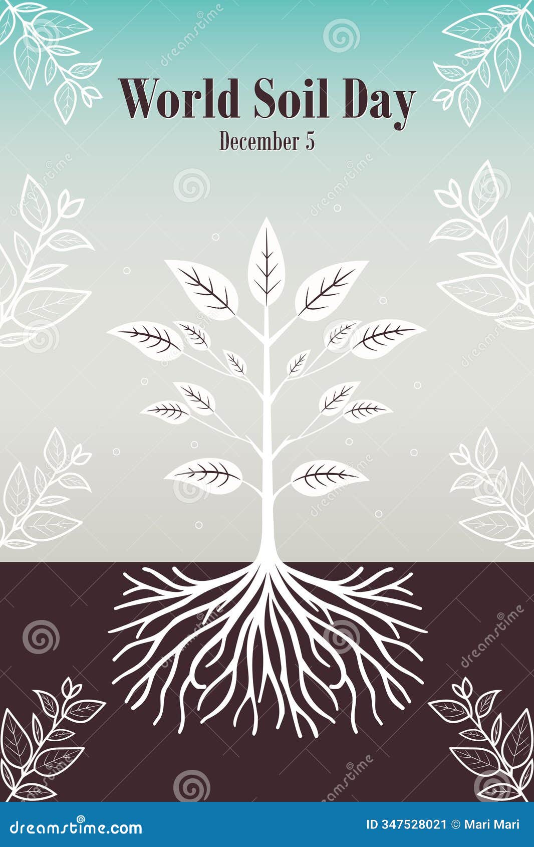 World Soil Day - Circle Half Tree With Leave On Circle Half Soil With Root Sign Vector Design ...