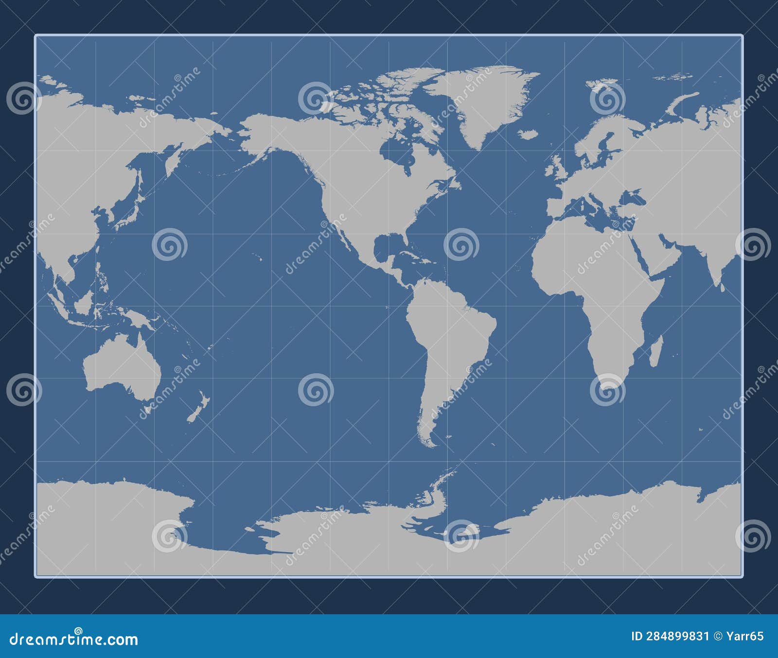 World Contour Map - -90 PM. Gall Stereographic Stock Illustration ...