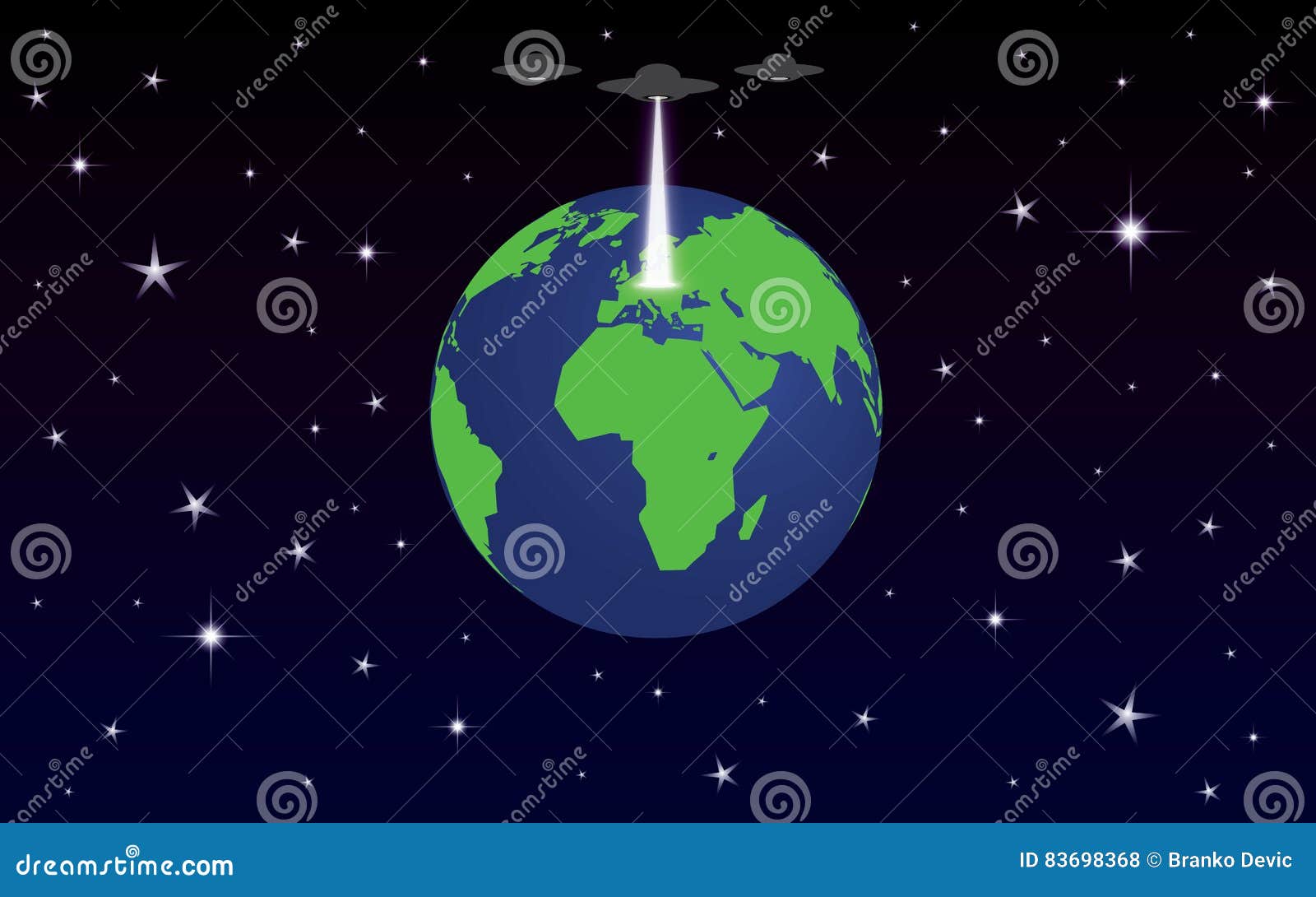 World with Space Ships Invasion Stock Illustration - Illustration of ...