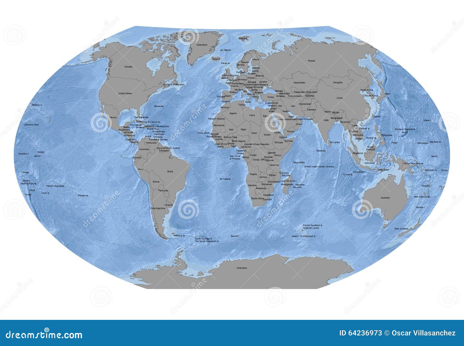World Sphere With Solid Countries - Ocean Background Stock Image ...