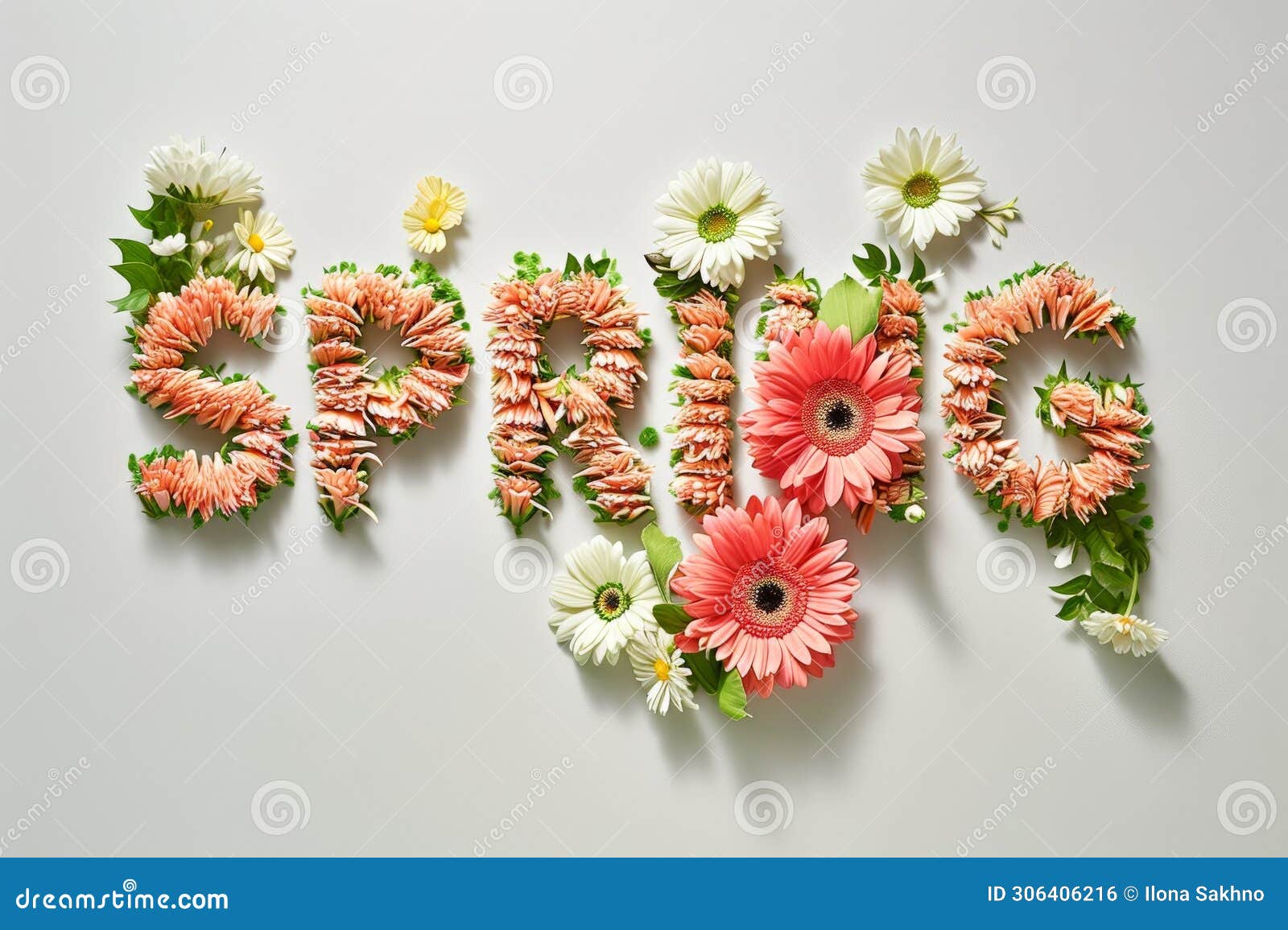 World SPRING Letters Made by Flowers Stock Illustration - Illustration ...