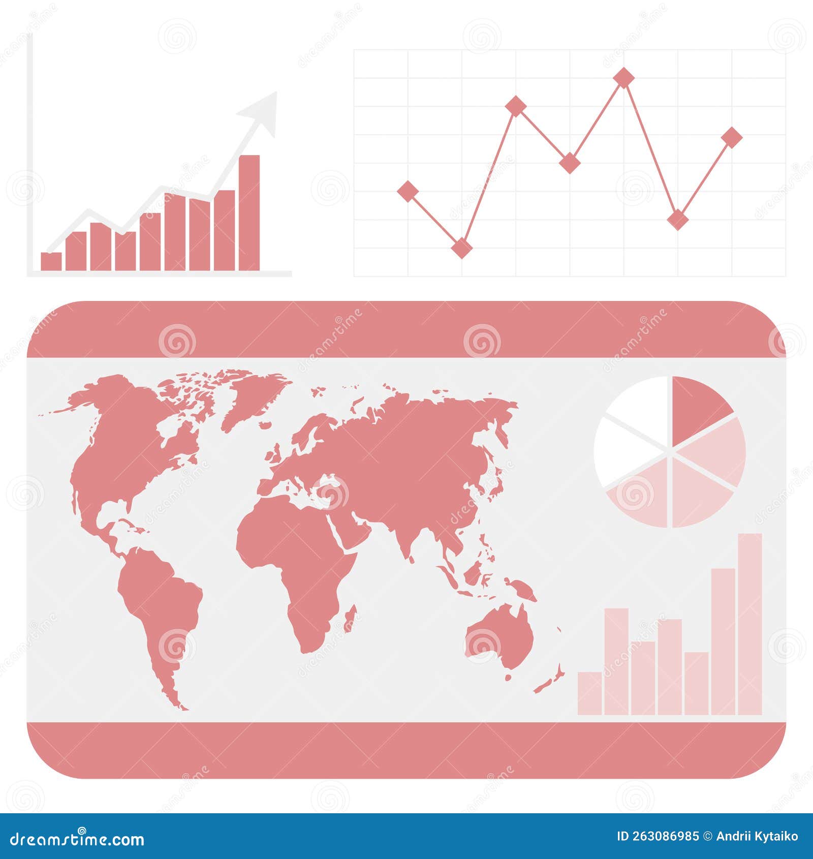 World Statistic, Info Chart with Map and Graphics Stock Vector ...