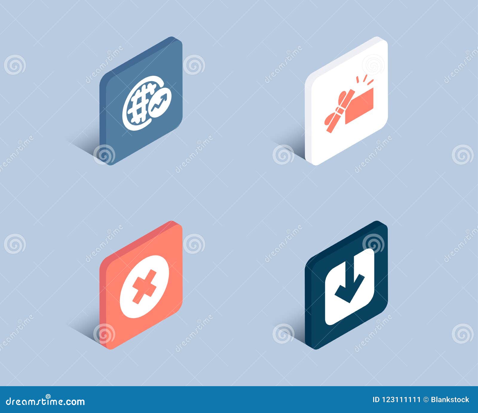 World Statistics, Opened Gift and Close Button Icons. Load Document ...