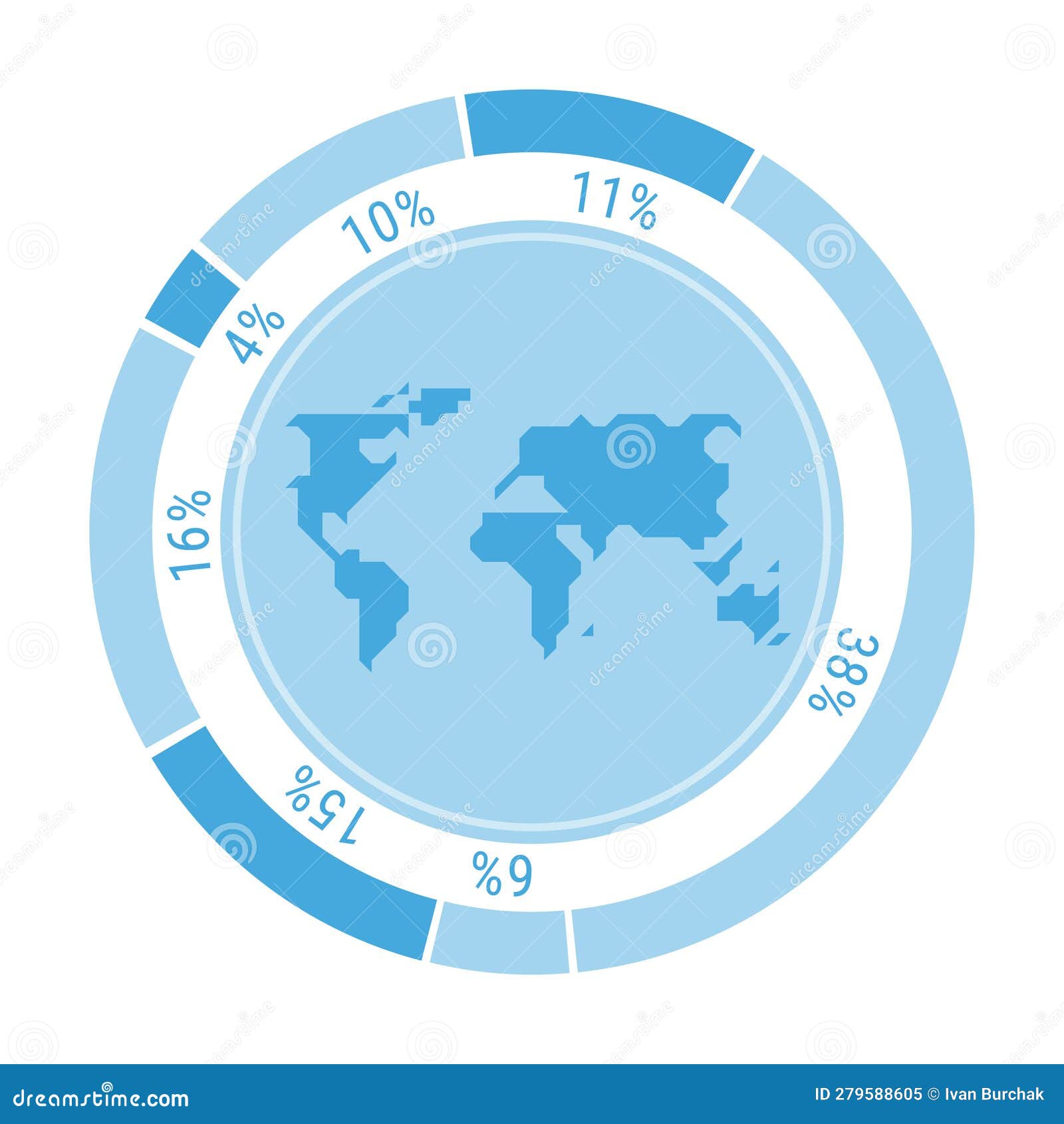 World Statistics Round Circle Chart Icon. Flat Vector Illustration ...
