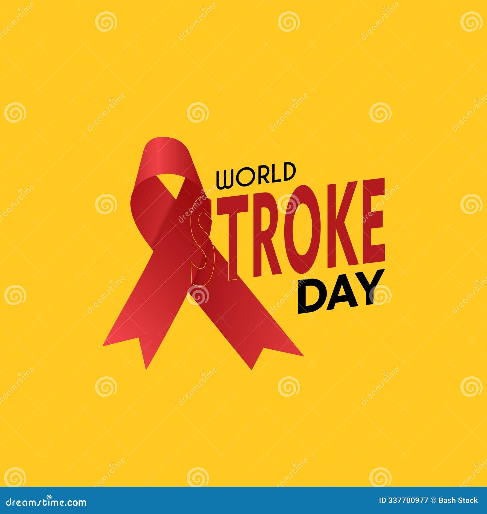 World Stroke Day Poster, Simple Design with Red Ribbon Stock ...