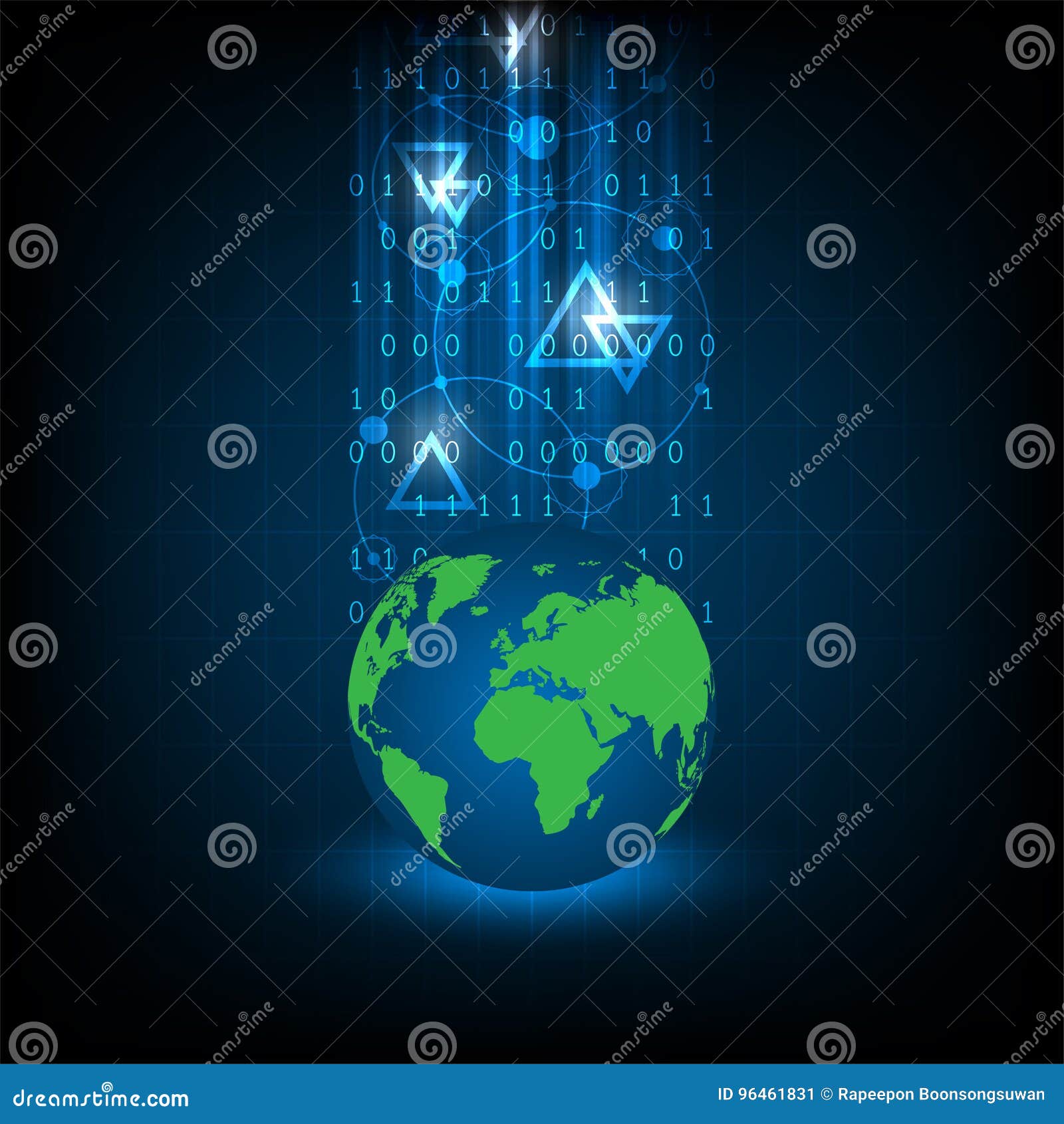 World System on Dark Blue Background. Stock Vector - Illustration of ...