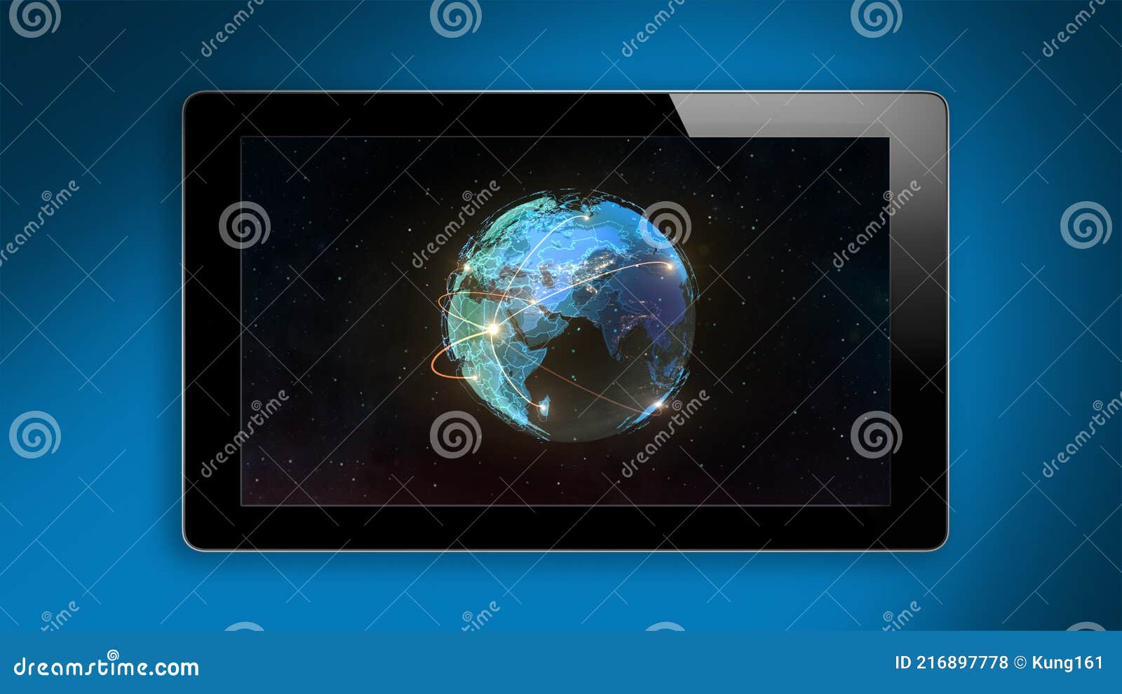 World Map On Tablet Screen Vector Illustration | CartoonDealer.com ...