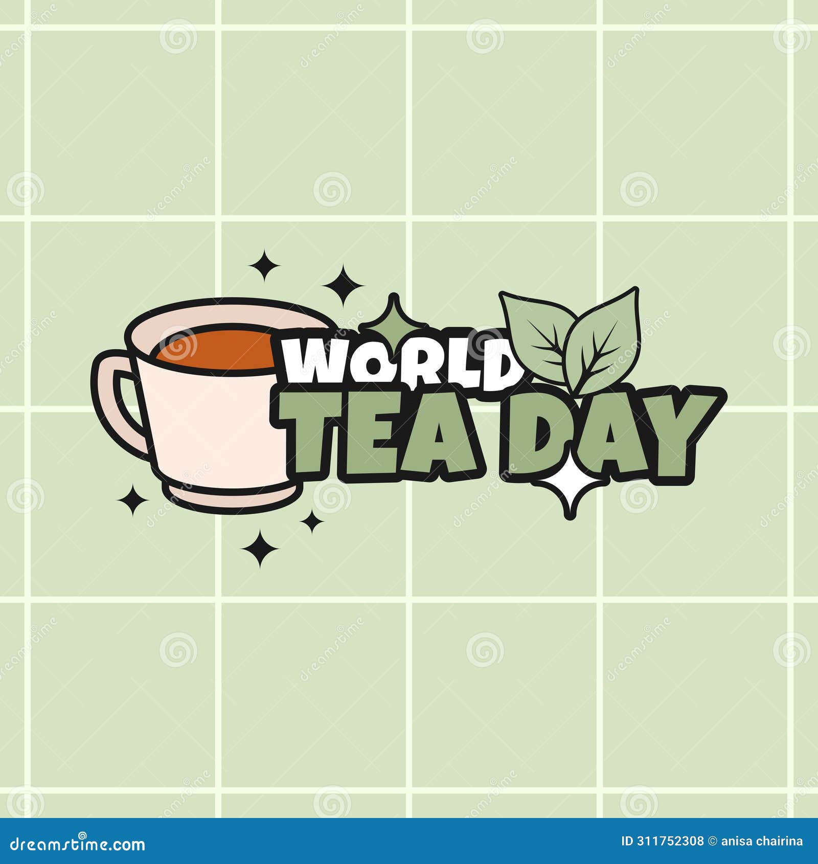 World Tea Day Retro Style Vector Design Stock Vector - Illustration of ...