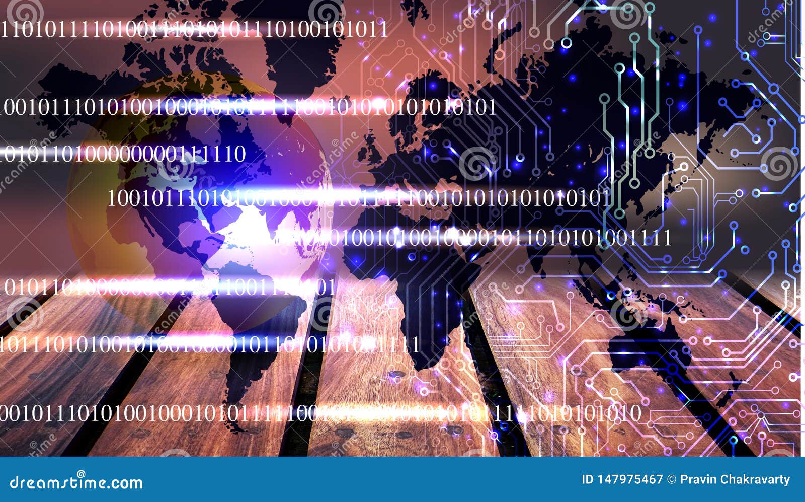 World Technology Business Banner Background. Connected Technology World ...