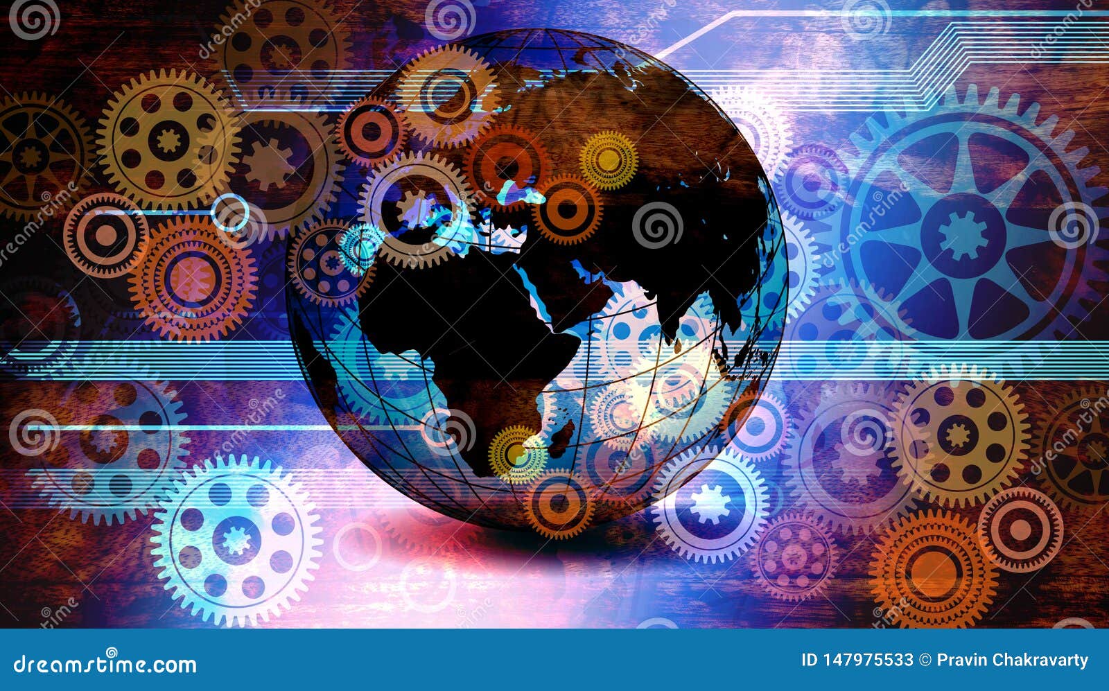 World Technology Business Banner Background. Connected Technology World ...