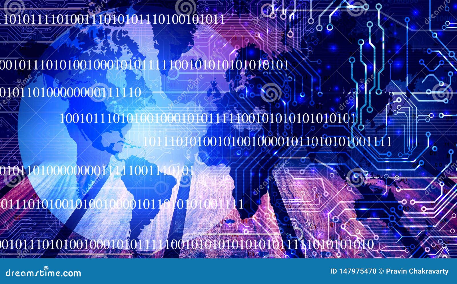 World Technology Business Banner Background. Connected Technology World ...