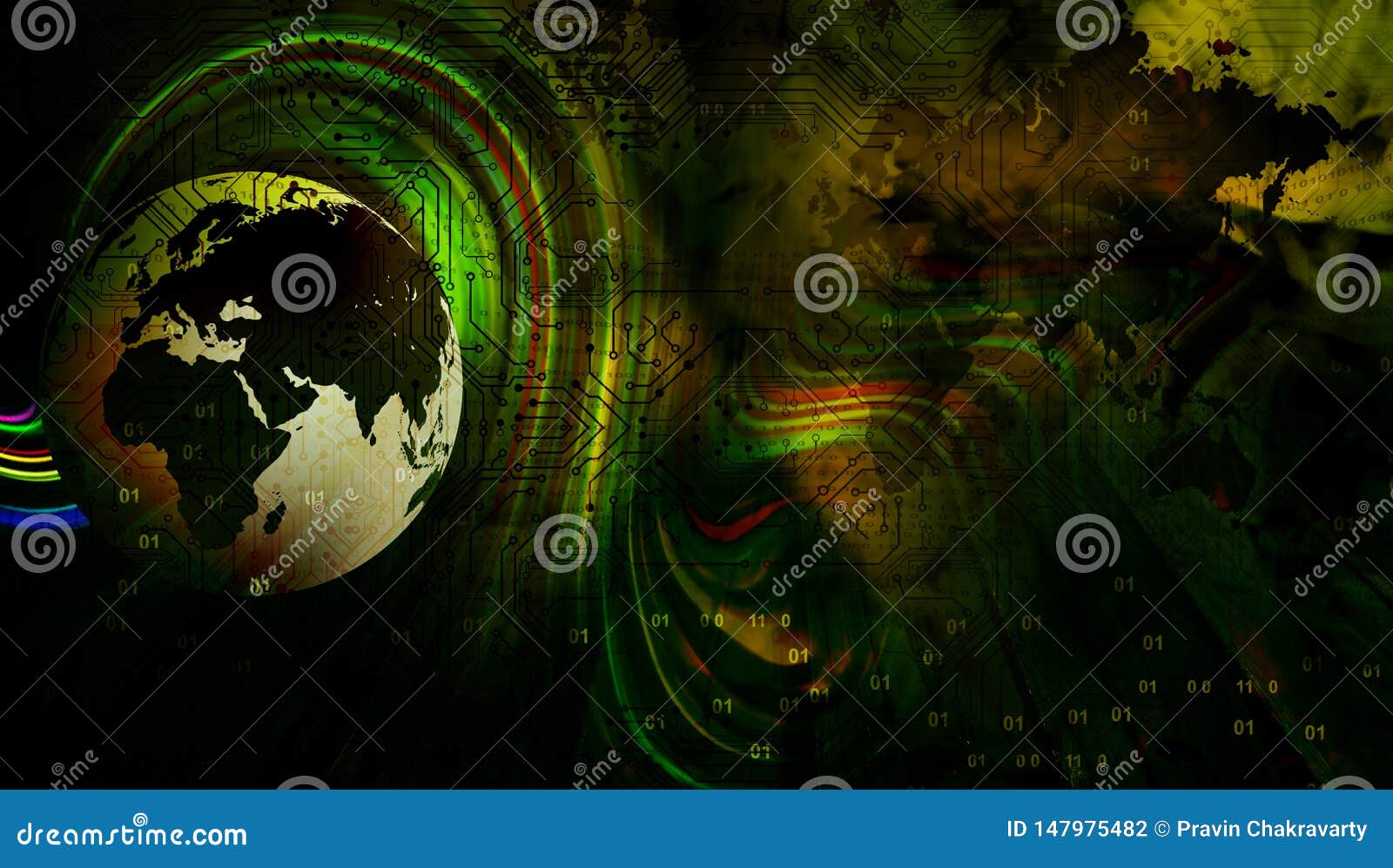 World Technology Business Banner Wavy Background. Connected Technology ...